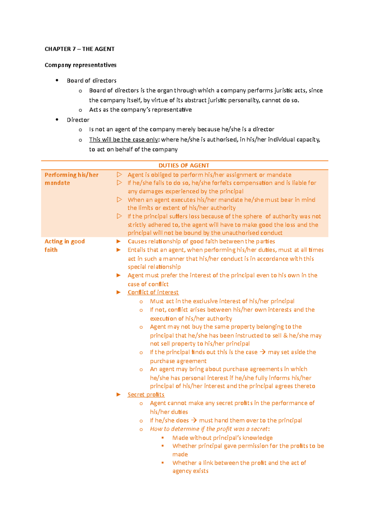 CH7 summary BER - CHAPTER 7 THE of Board of directors is the organ ...