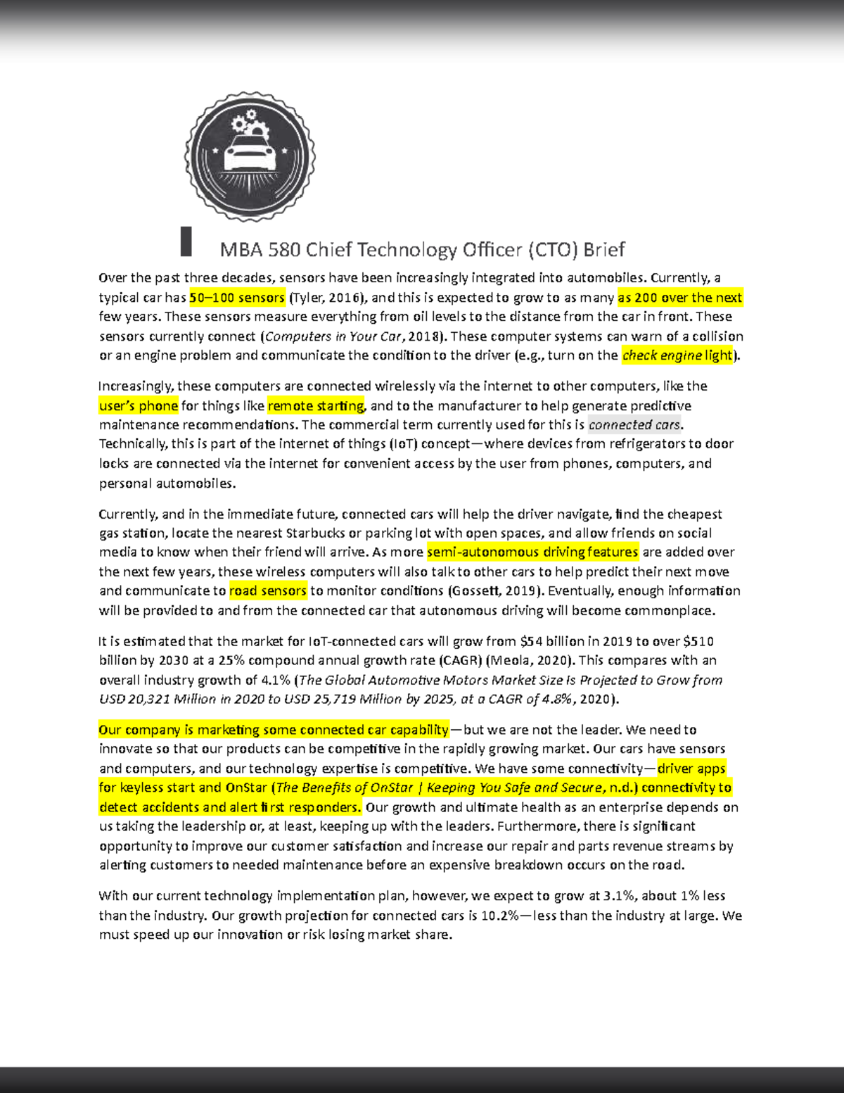 MBA 580 CTO Brief-ja - MBA 580 CTO Brief - MBA 580 Chief Technology O昀케 ...