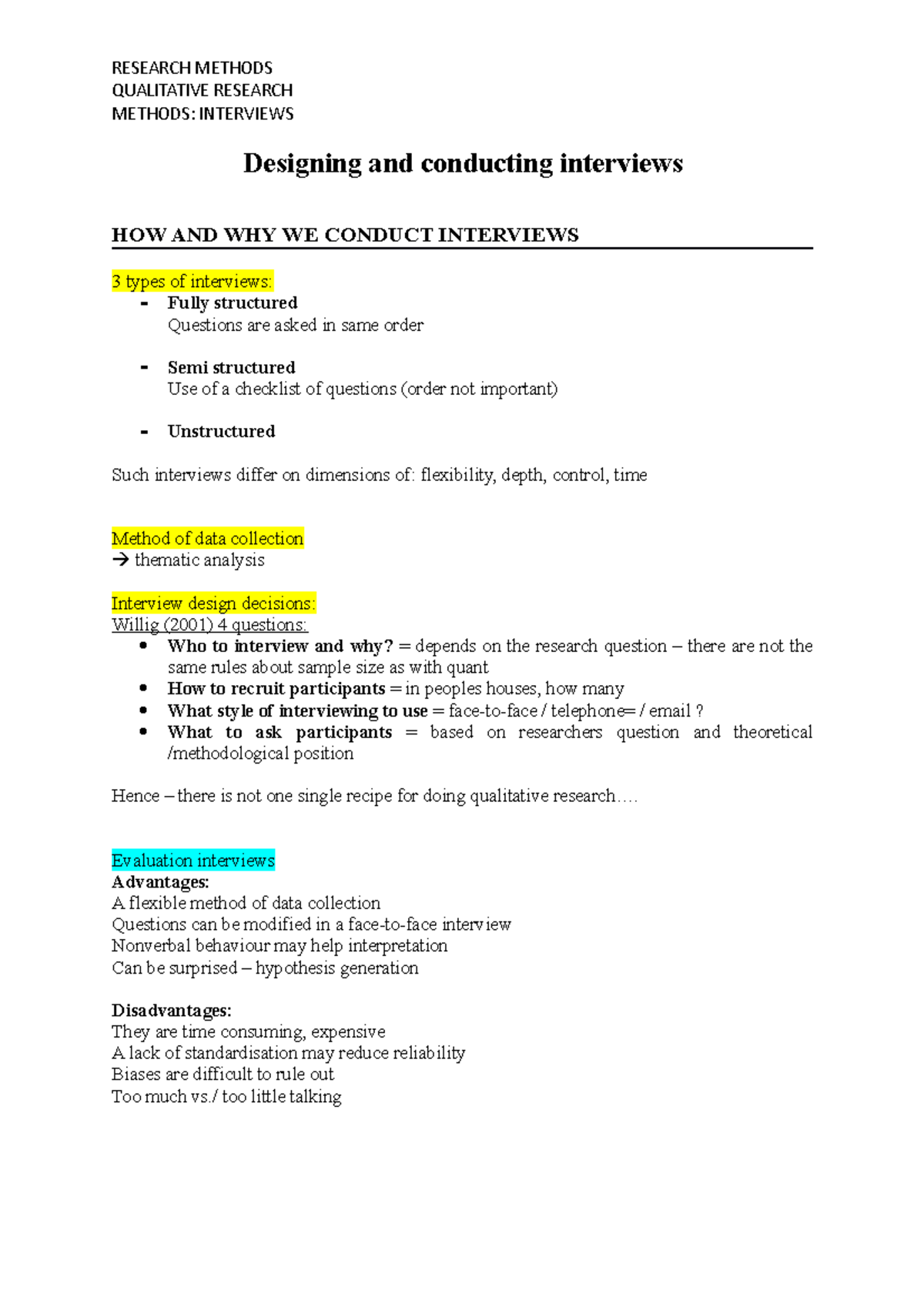 Designing and conducting interviews - RESEARCH METHODS QUALITATIVE ...