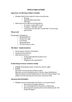Sociology of family wk 1 notes - WEEK 1: Introduction to Family ...