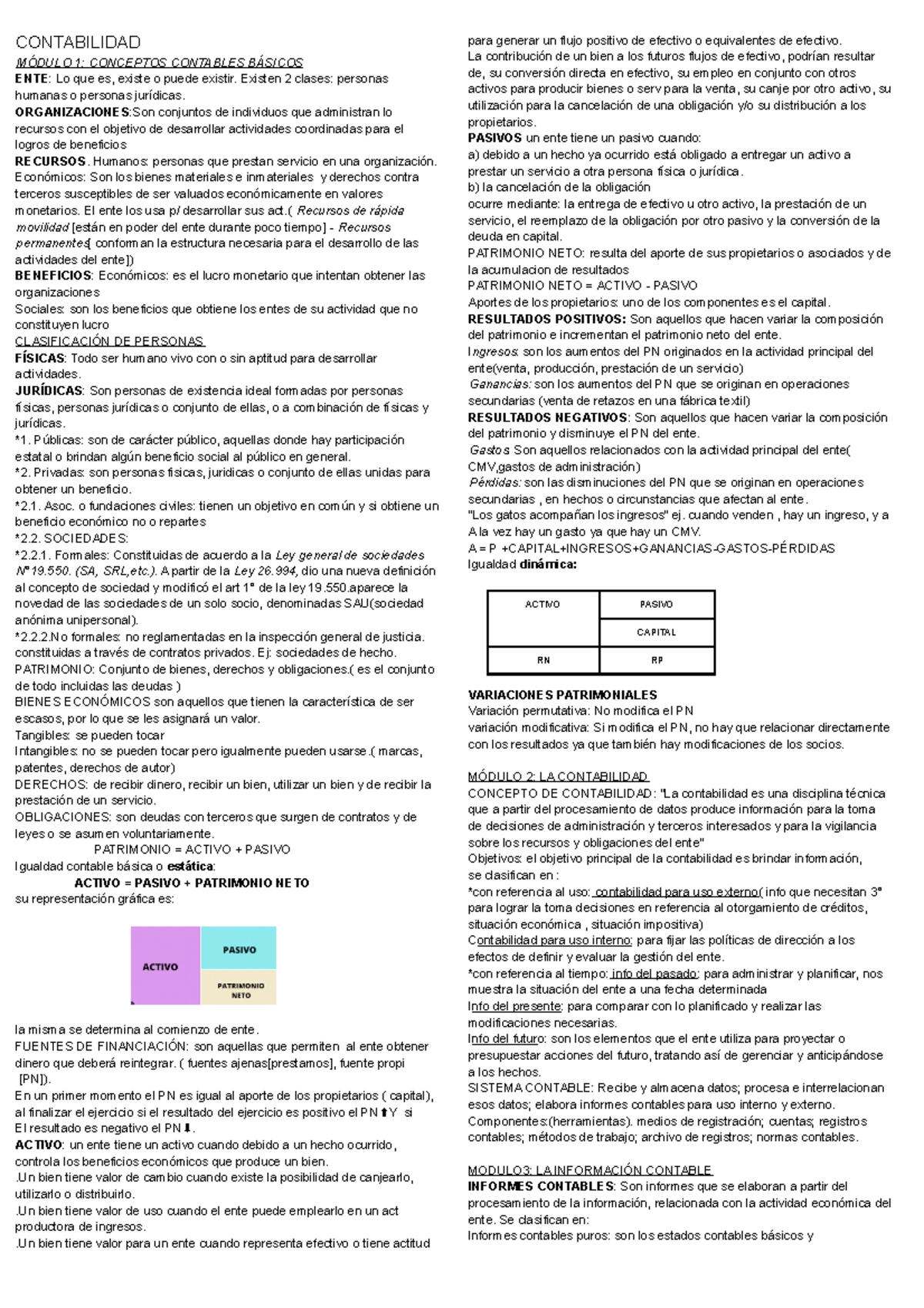 Resumen contabilidad ingreso modulo 1,2,3 - CONTABILIDAD MÓDULO 1: CONCEPTOS CONTABLES BÁSICOS ...