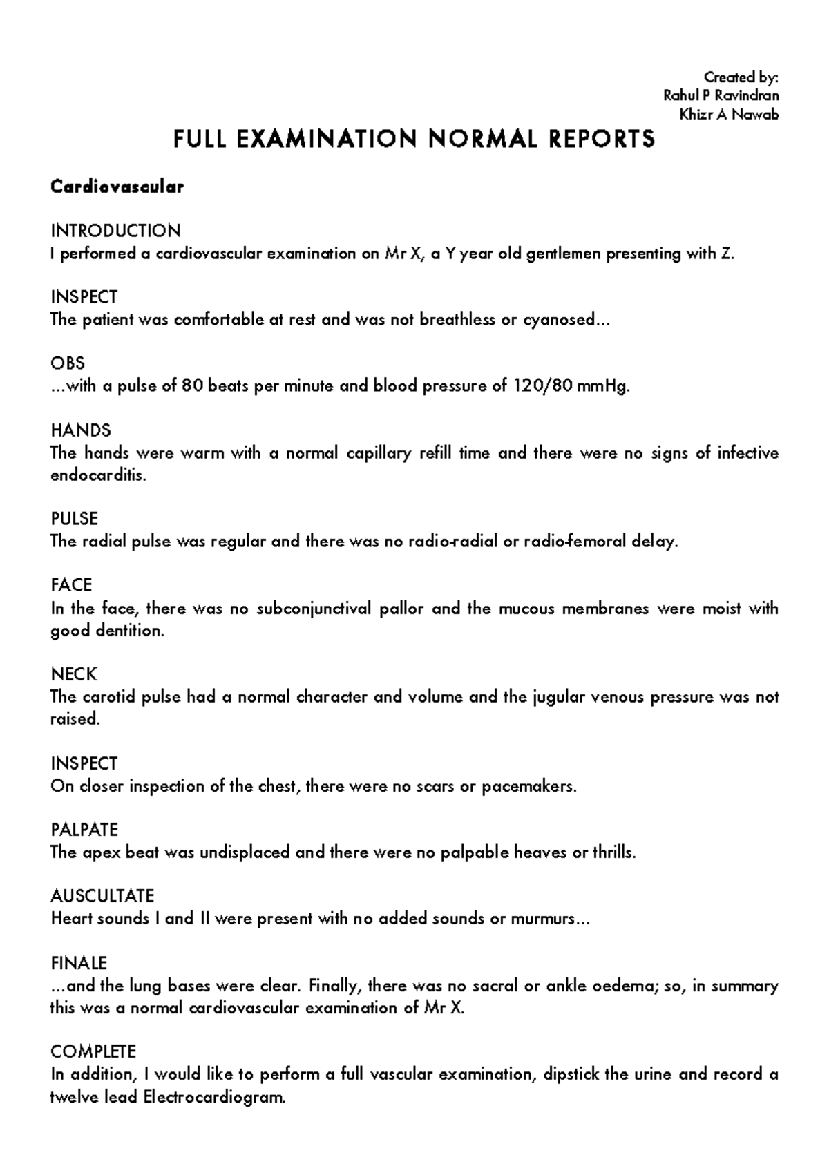 Full-Examination-Normal-Reports - Rahul P Ravindran Khizr A Nawab FULL ...