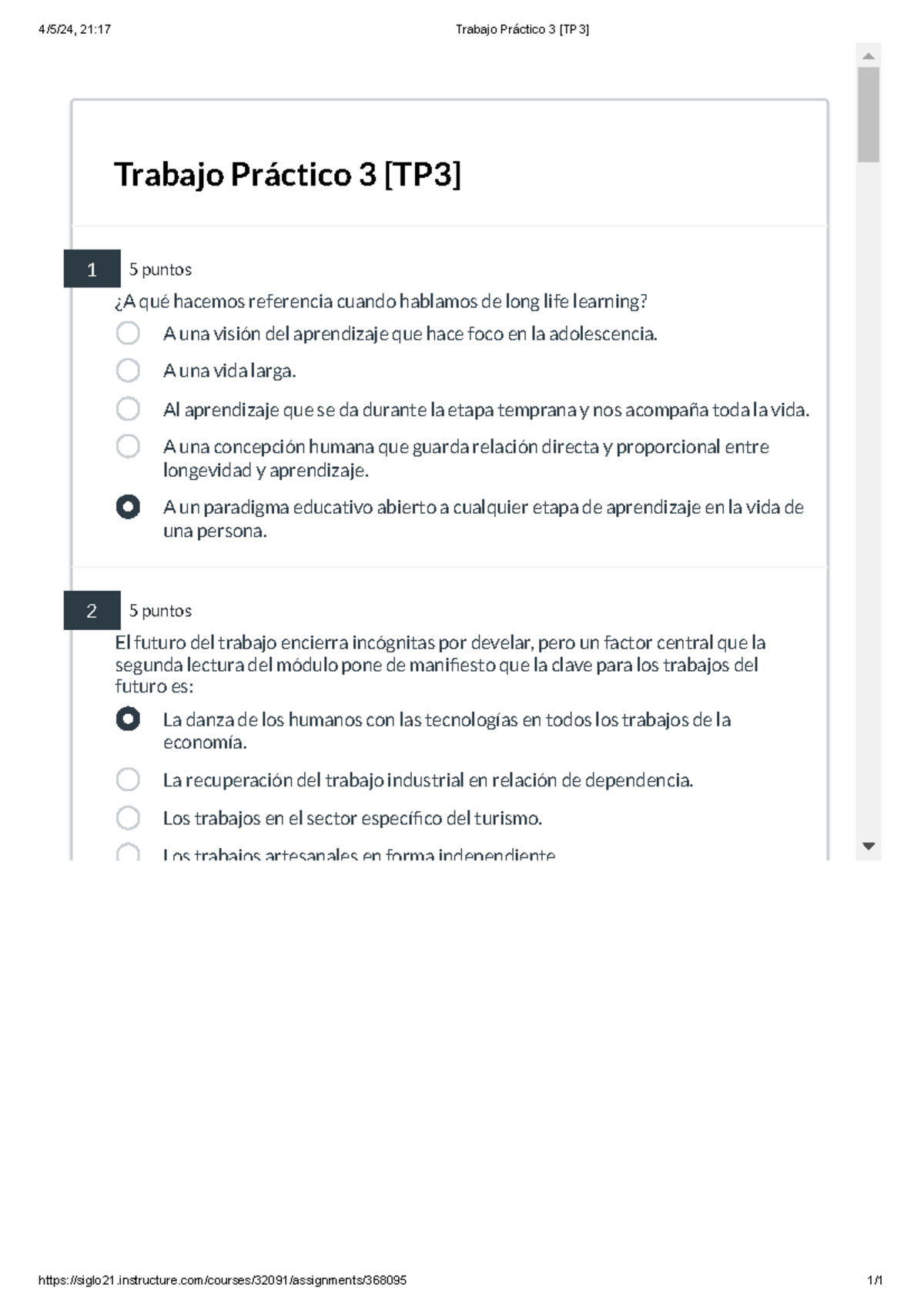 Tp3 al 95% de Tec. hum y mod - 5 puntos ¿A qué hacemos referencia cuando hablamos de long life ...