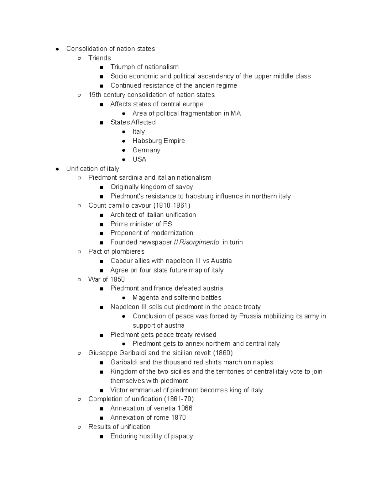 Humanities 3 unification of italy and austria hungary - Consolidation ...