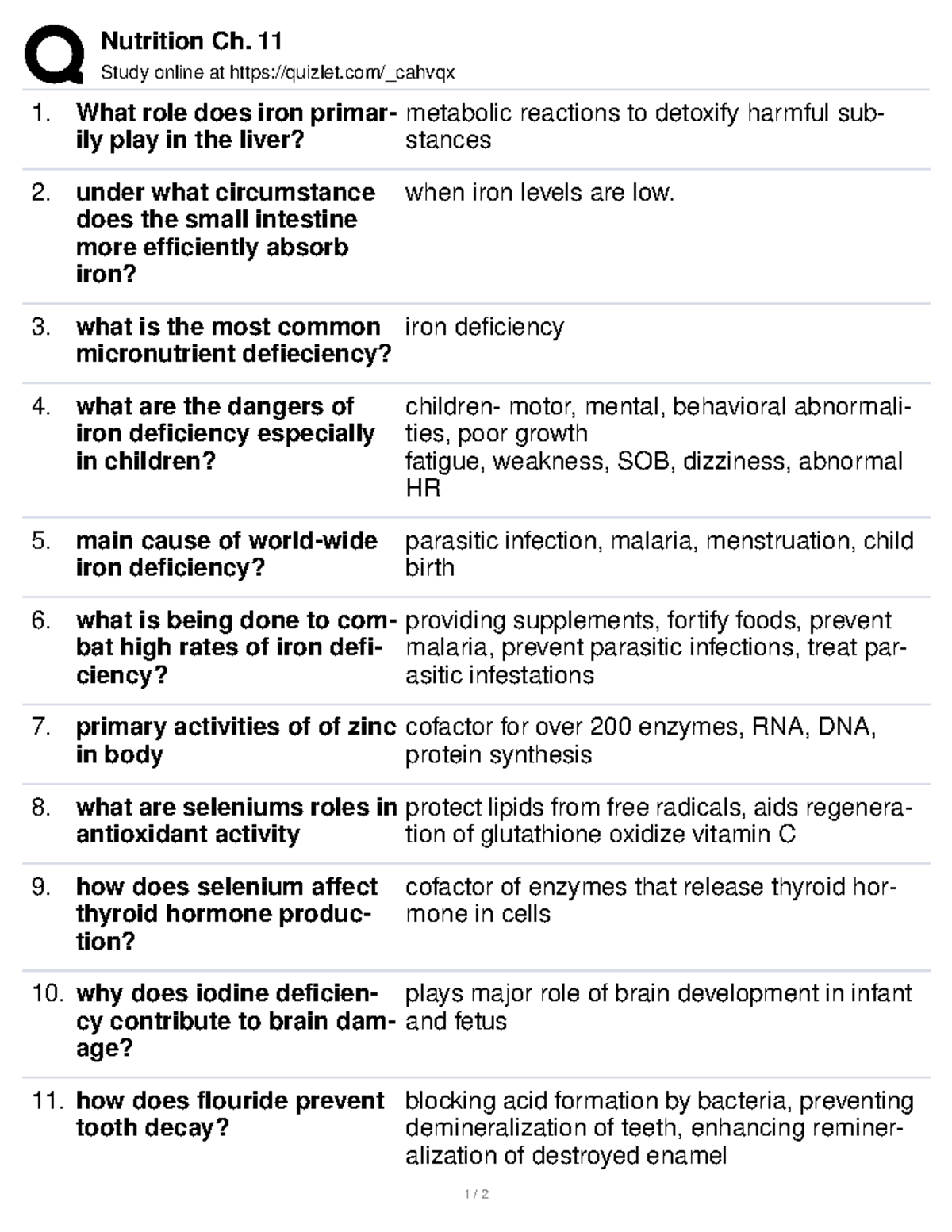 Nutrition Ch. 11 - Study Guide - Nutrition Ch. 11 Study online at ...