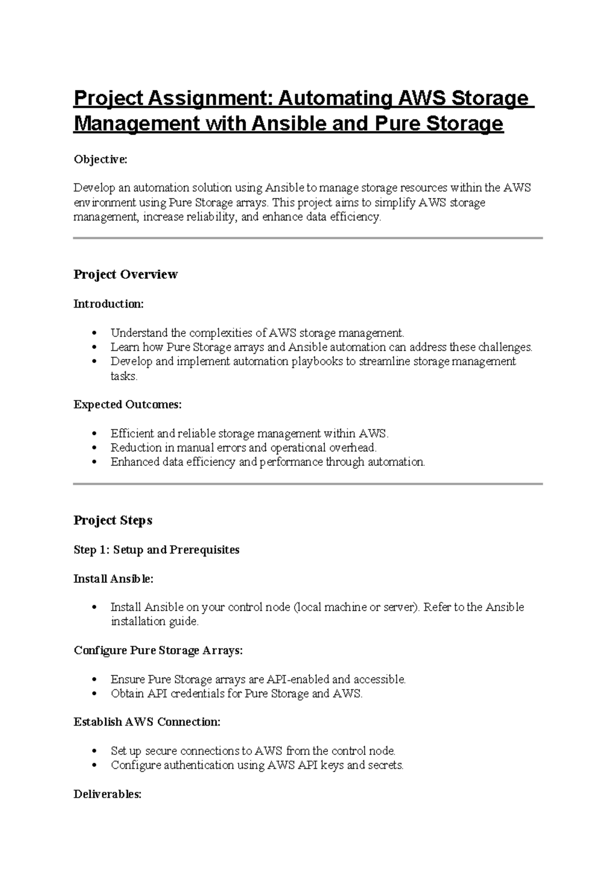 Automating AWS Storage Management with Ansible and Pure Storage - Project Assignment: Automating ...