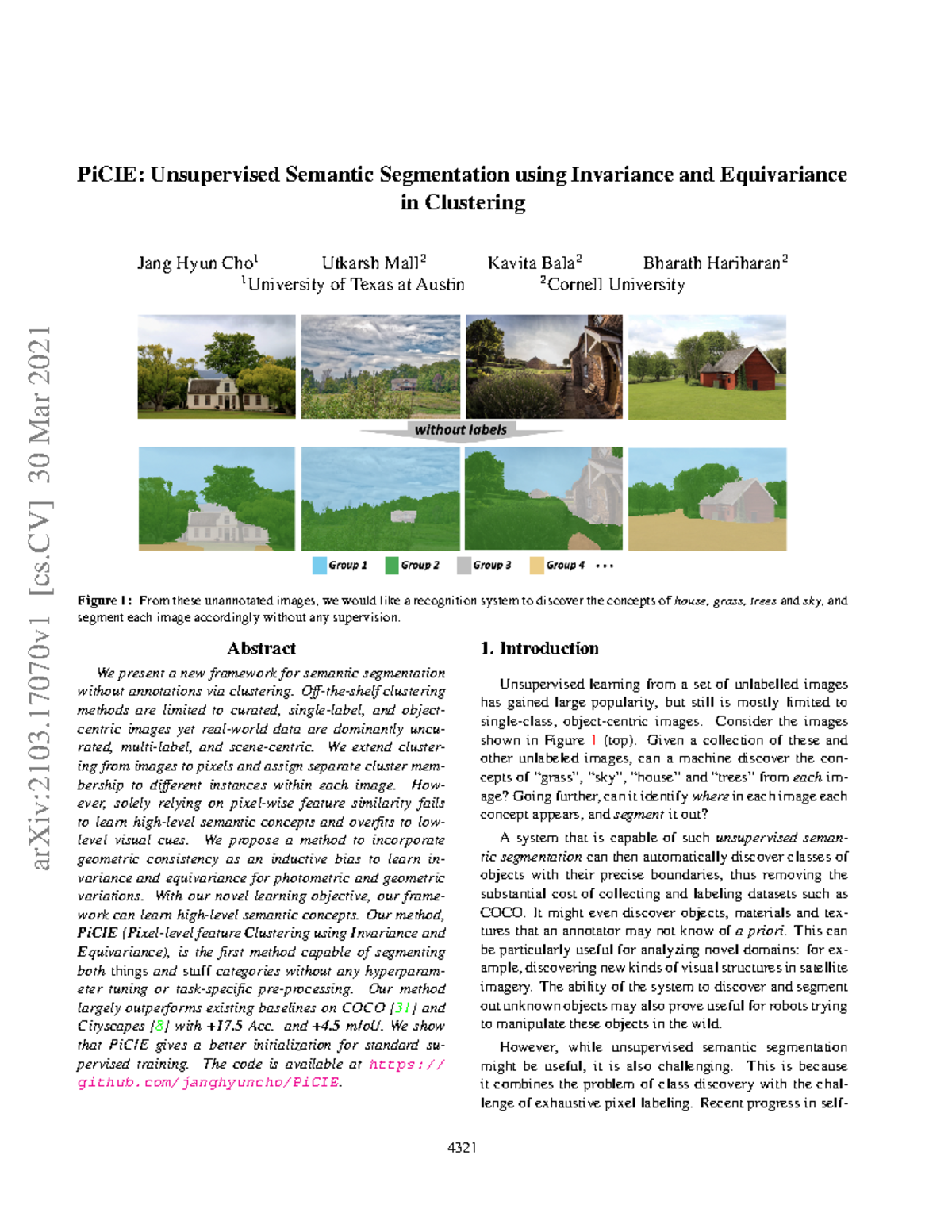 03 - Research Papers - PiCIE: Unsupervised Semantic Segmentation using ...