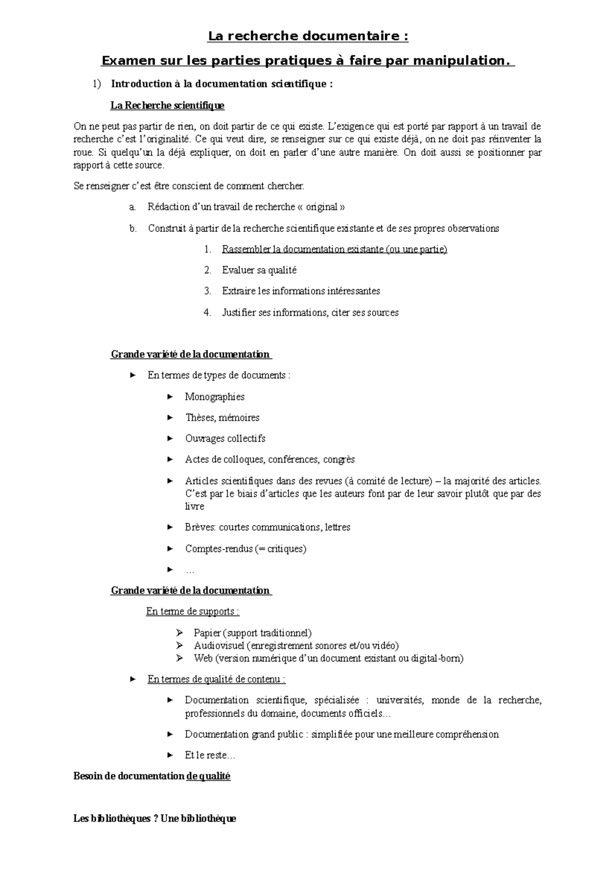 La recherche documentaire - 1) Introduction à la documentation ...