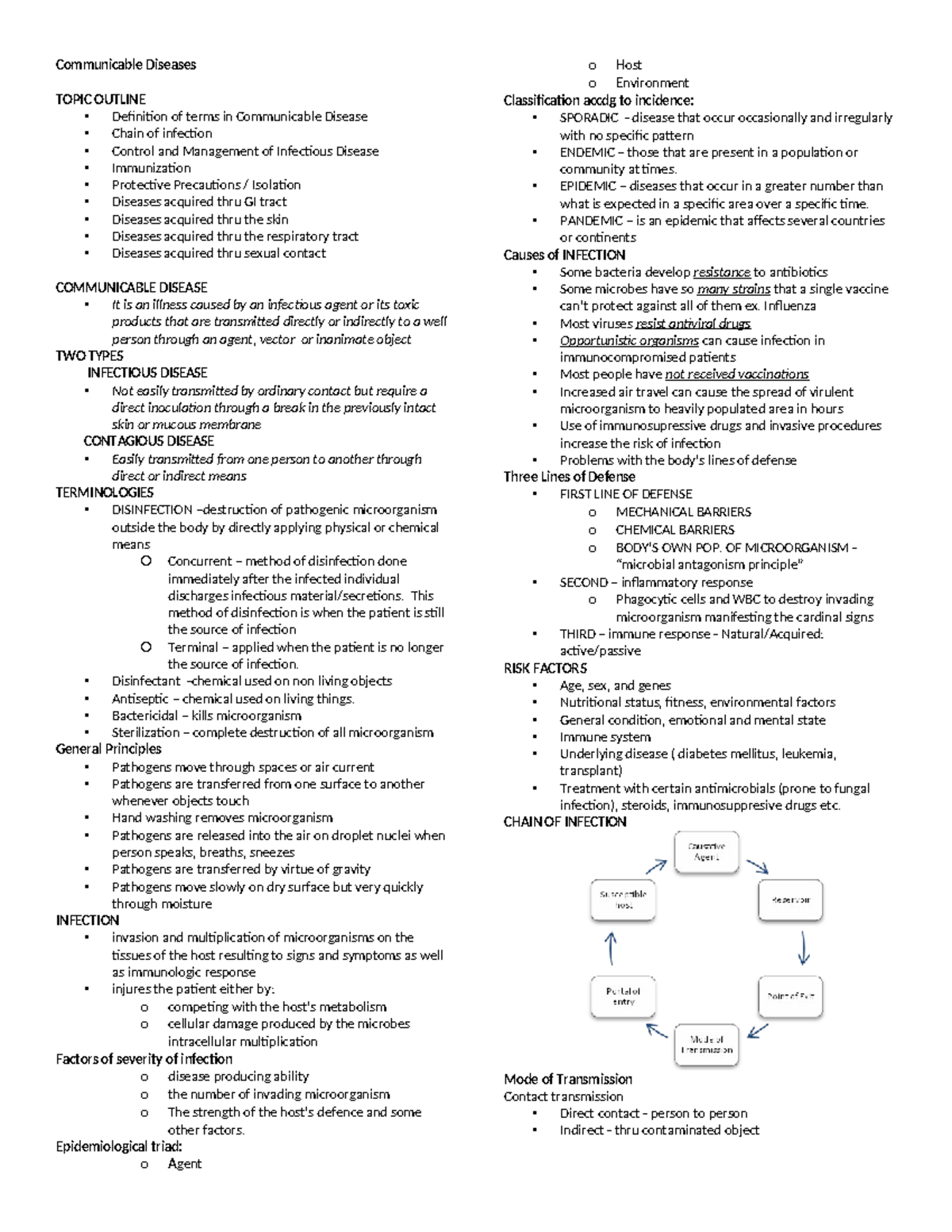 37328094-Communicable-Diseases - Communicable Diseases TOPIC OUTLINE ...