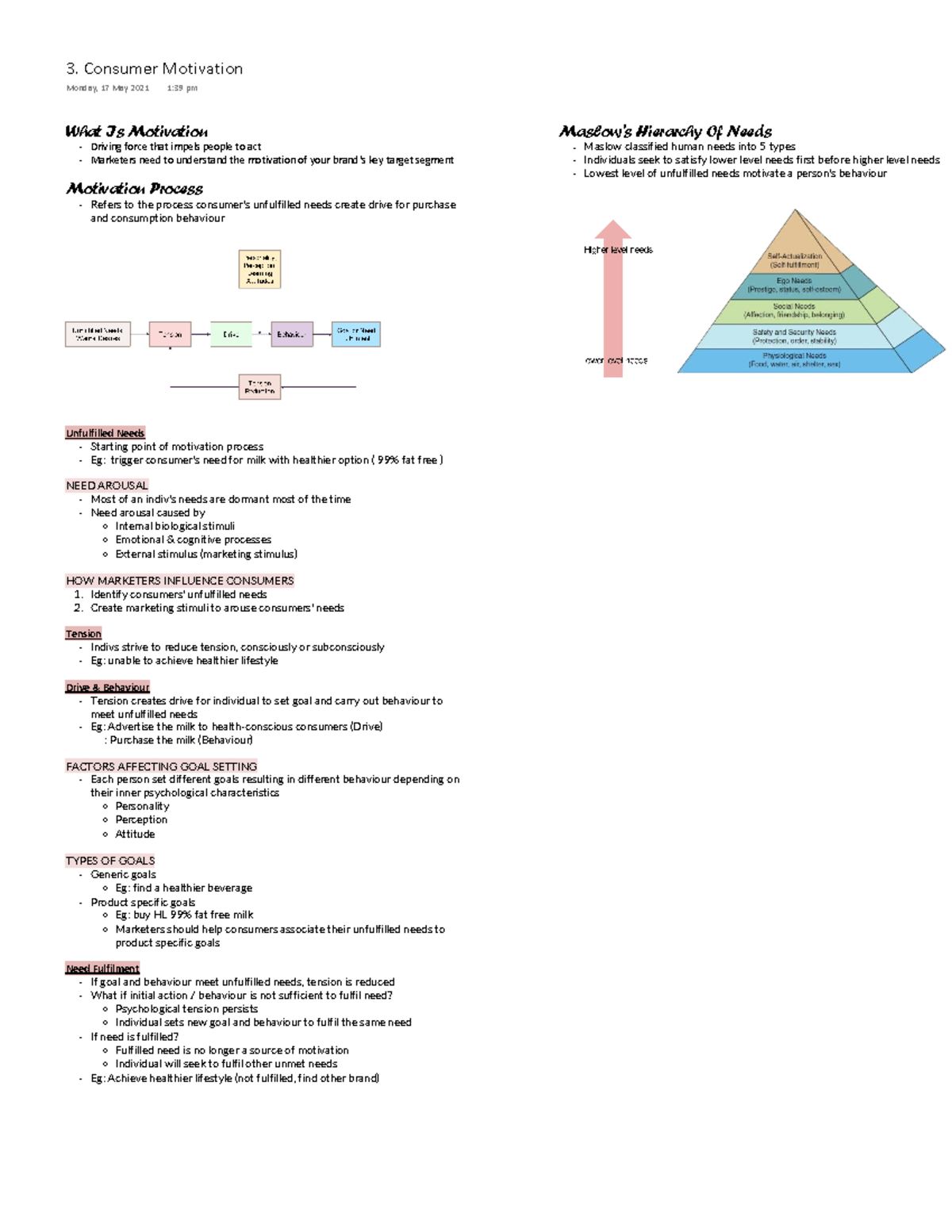Consumer motivation - personal notes - What Is Motivation Driving force ...