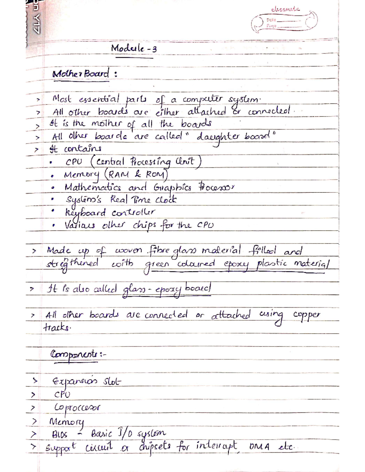 Microprocessor & PC Hardware Module 3 notes - classmate Date Page ...