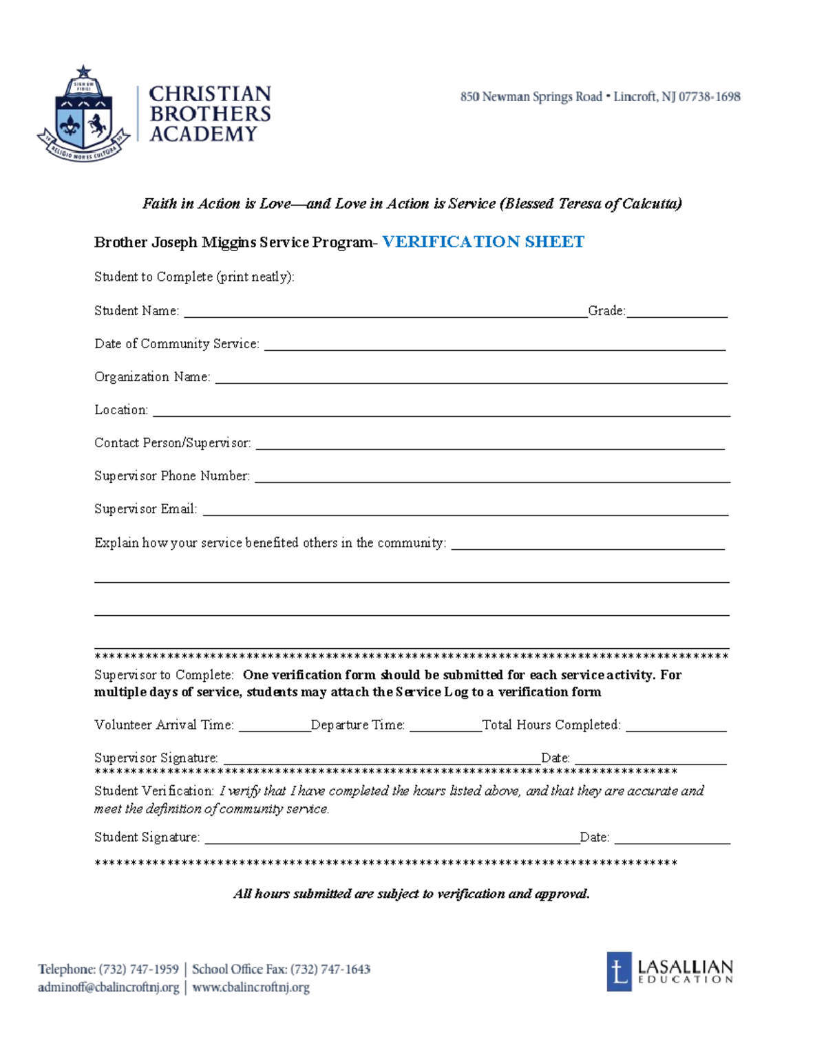 CBA-2022-2023-Service-Form - Faith in Action is Love—and Love in Action ...