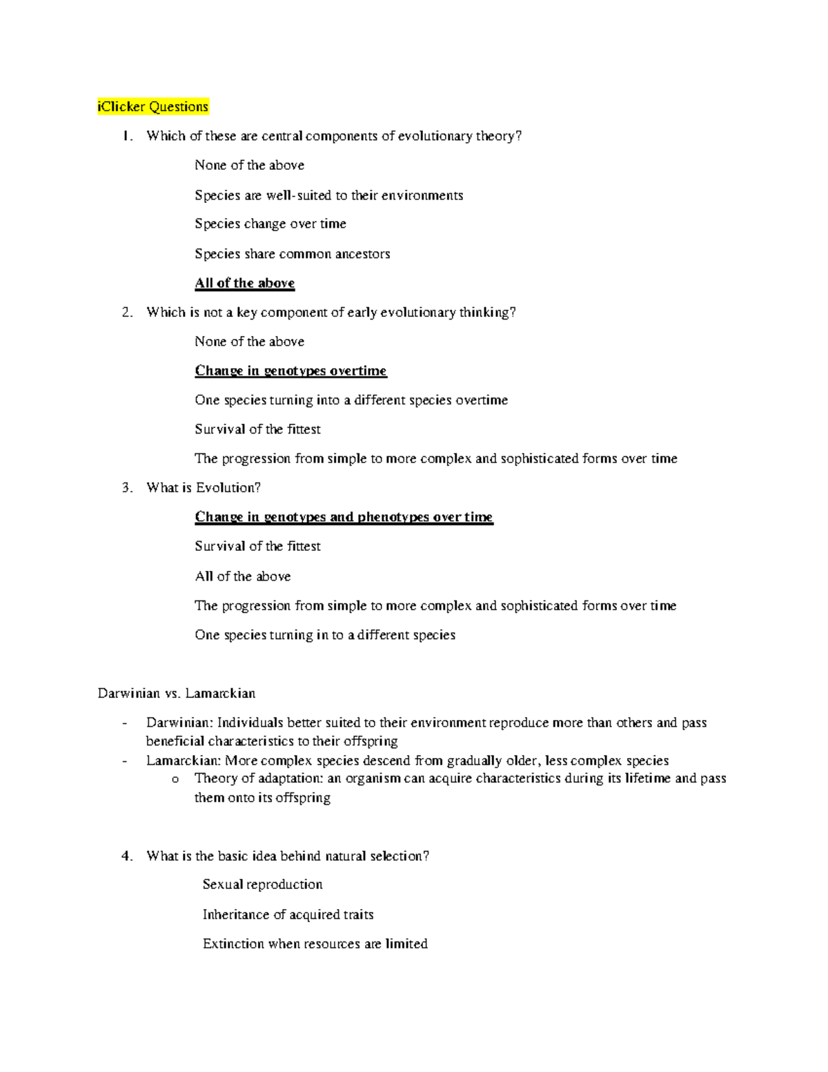 BIO 3240 Exam 1 Study Guide - iClicker Questions 1. Which of these are ...