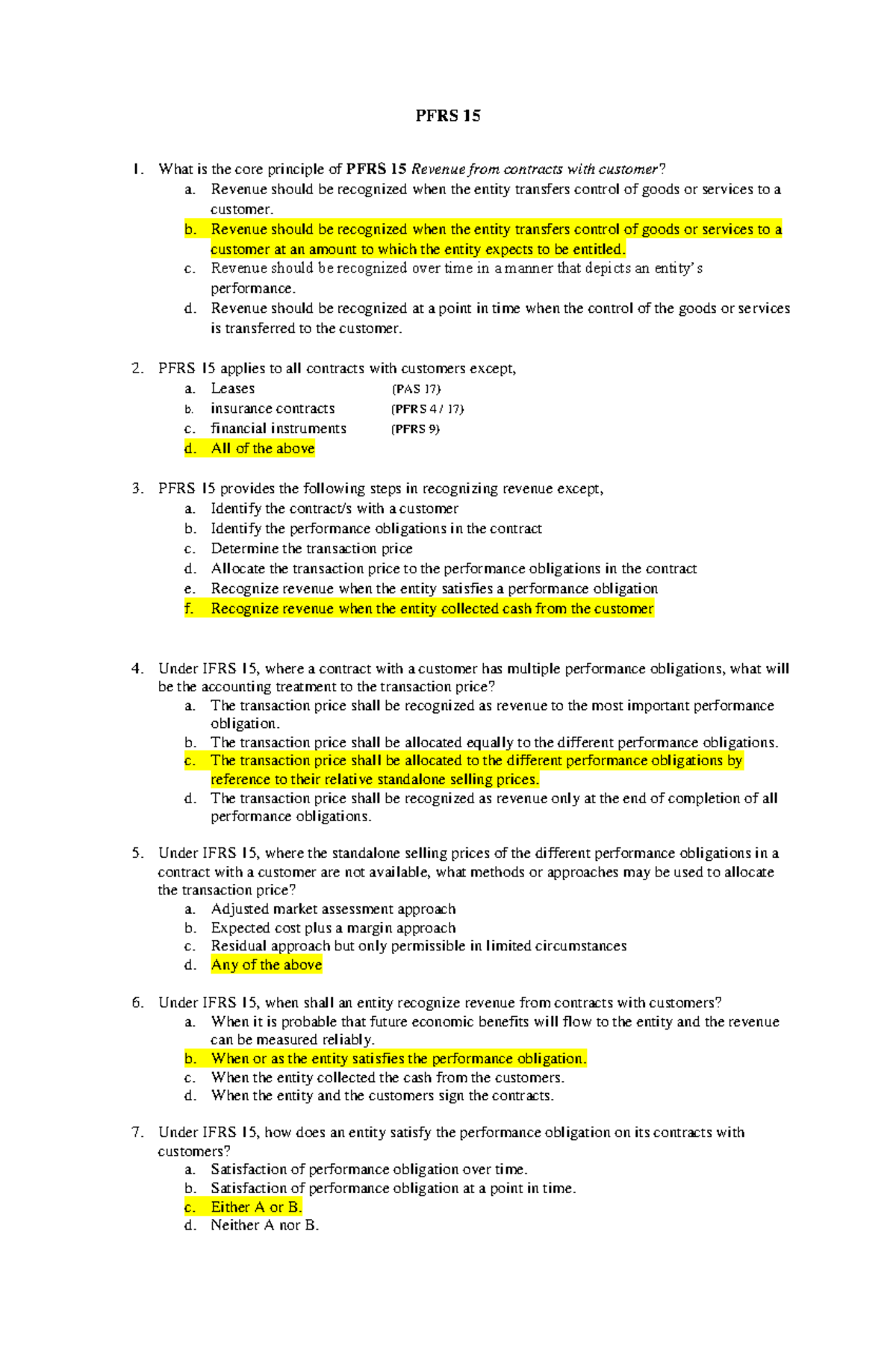 Notes to Construction Contracts - PFRS 15 1. What is the core principle ...