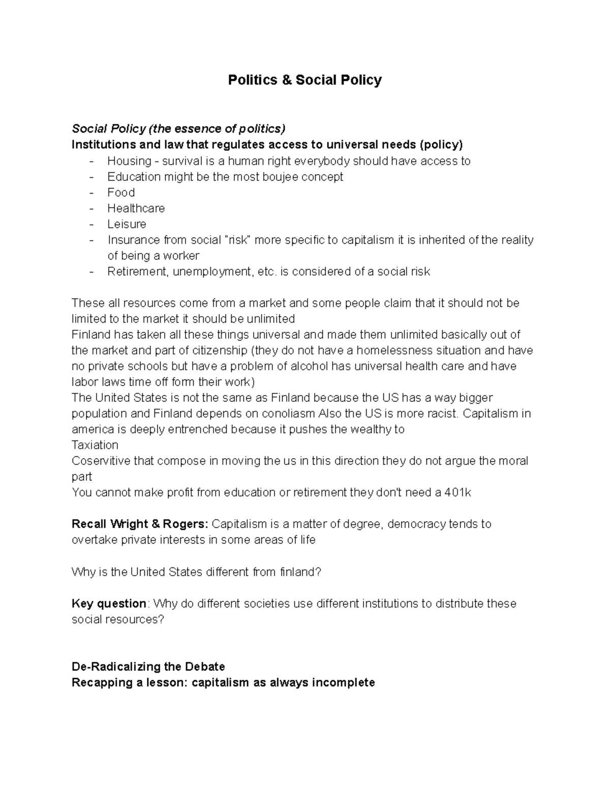 Sociology Lecture 11 - Fall quarter - Politics & Social Policy Social ...