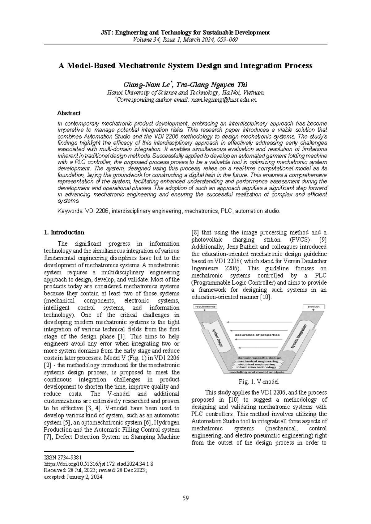 01. A Model-Based Mechatronic System Design and Integration Process Vol43.1 (03-2024) - Volume ...