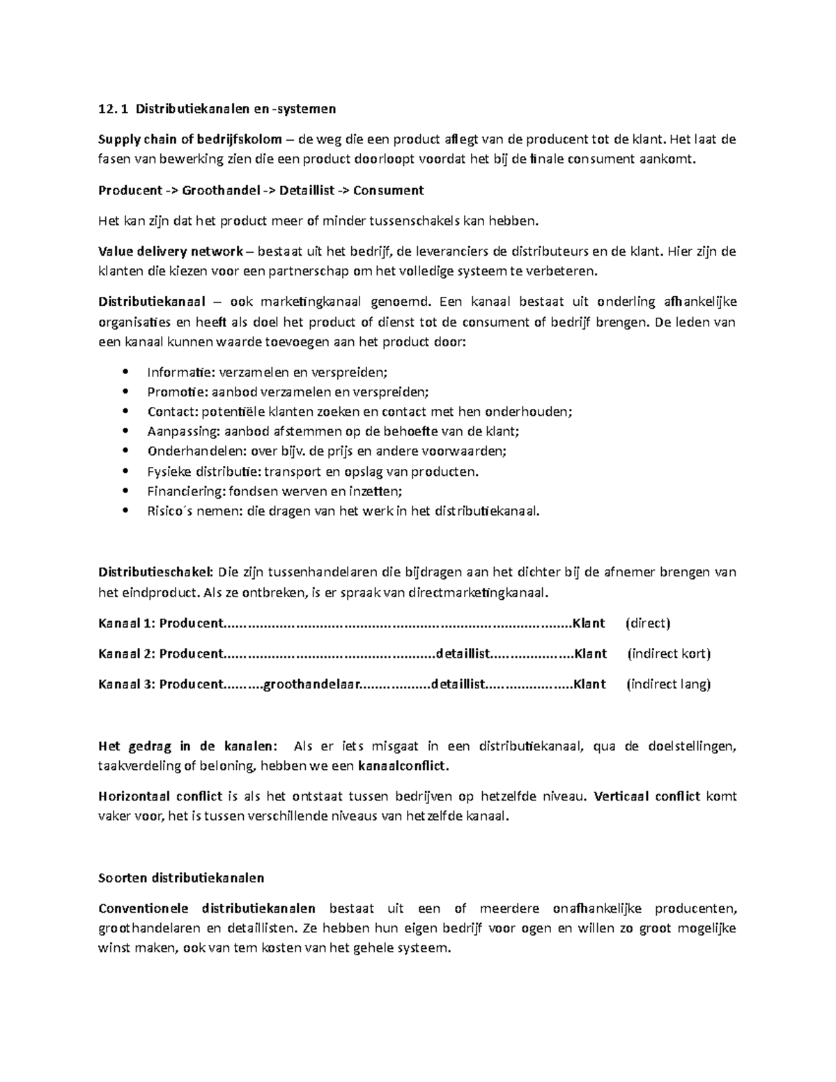 Principes van marketing H12 - 1 Distributiekanalen en -systemen Supply ...