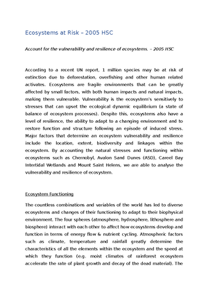 Ecosystems at Risk - Ecosystems at Risk Ecosystems and their ...
