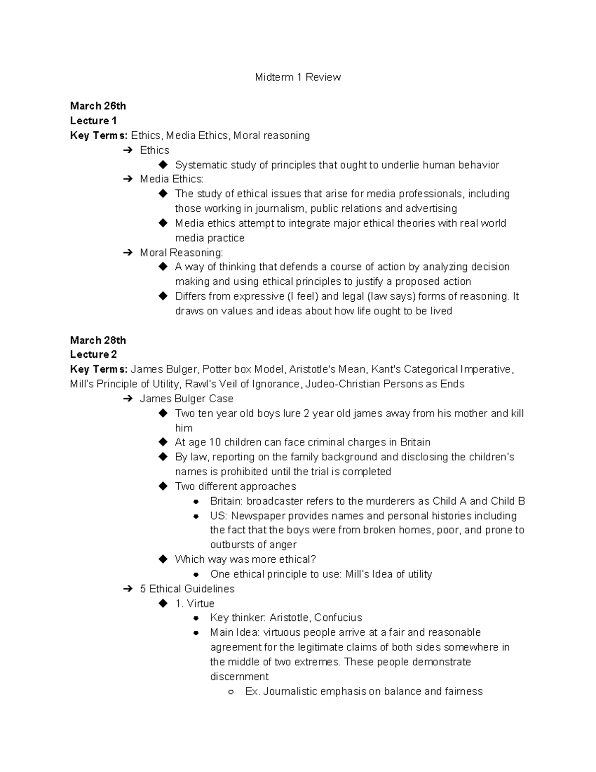 Com 468 Midterm Lecture Notes 1 7 Midterm 1 Review March 26th