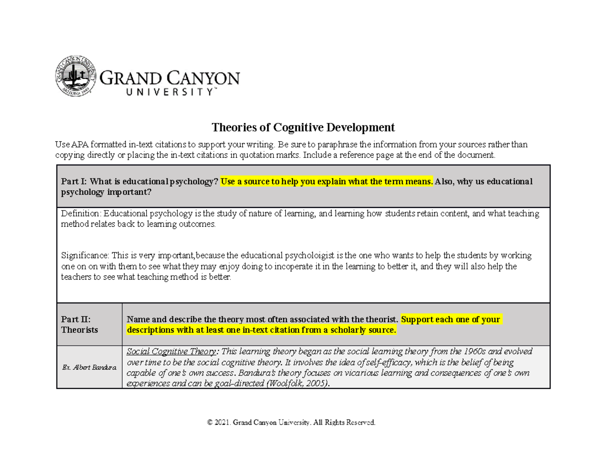 ELM-200-T1-Theories of Cognitive Development - Theories of Cognitive ...