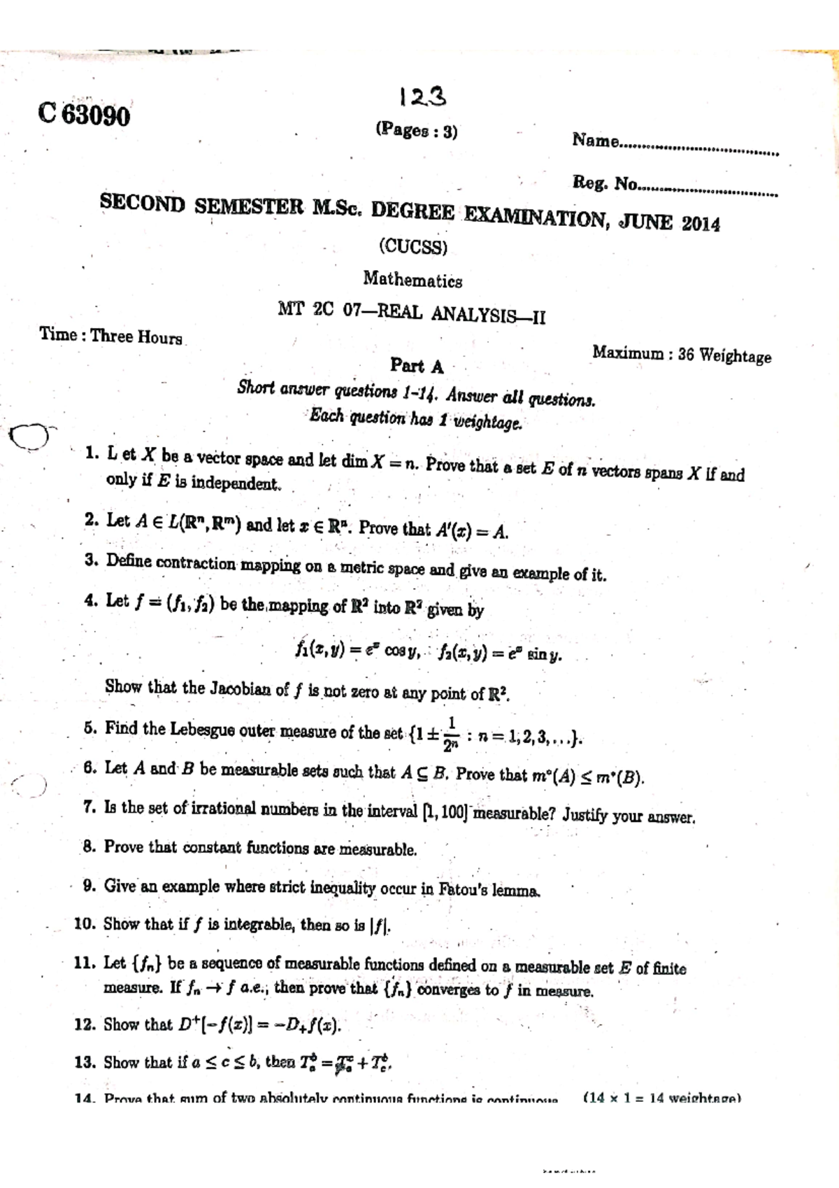 Real qp - Previous year question papers of real analysis - Studocu