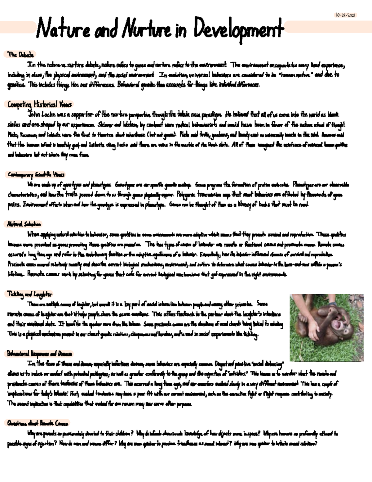 Nature and Nurture in Development - 10-18- Nature and Nurture in ...