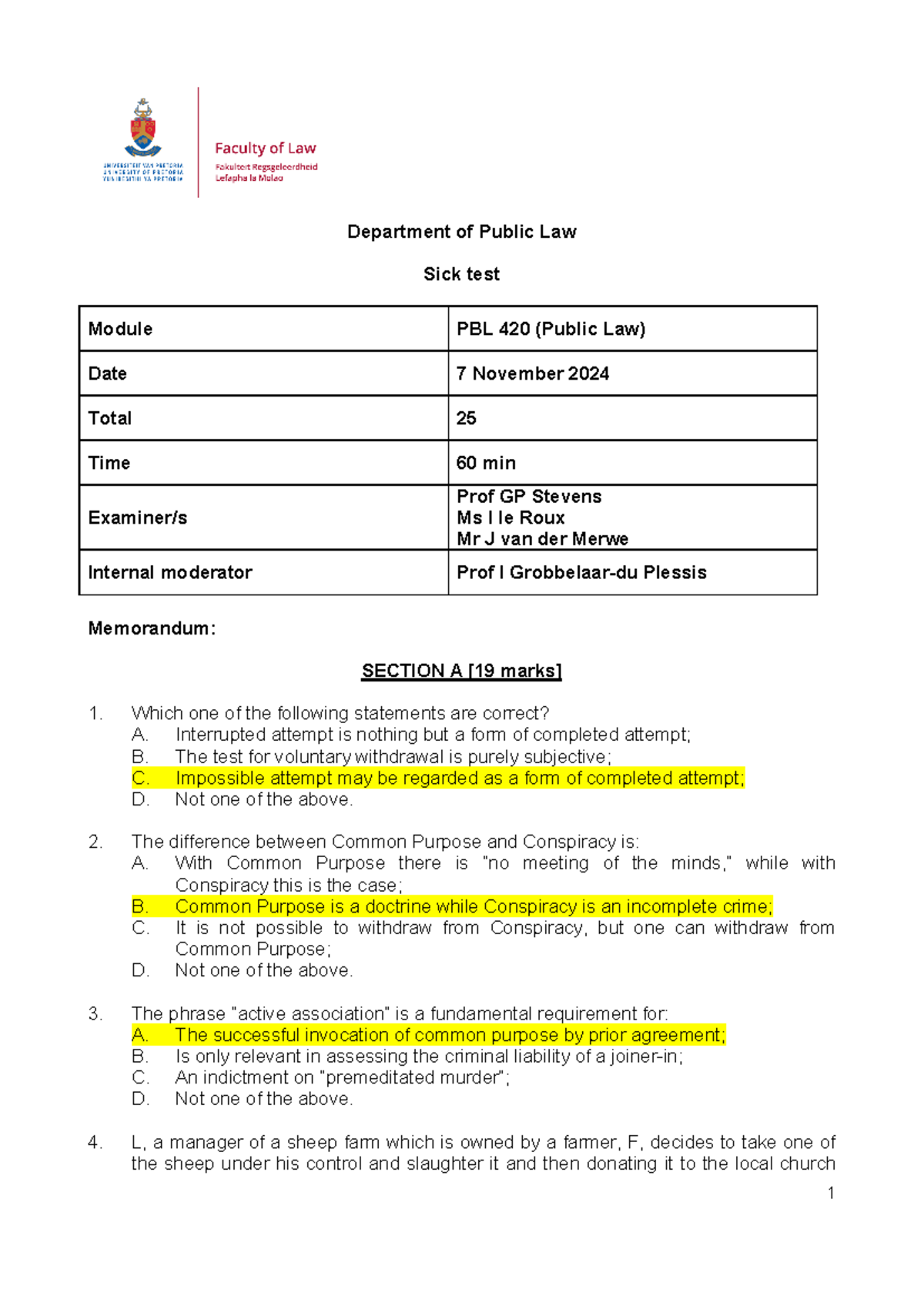 420 Sick test memorandum 07-11-2024 - Department of Public Law Sick ...