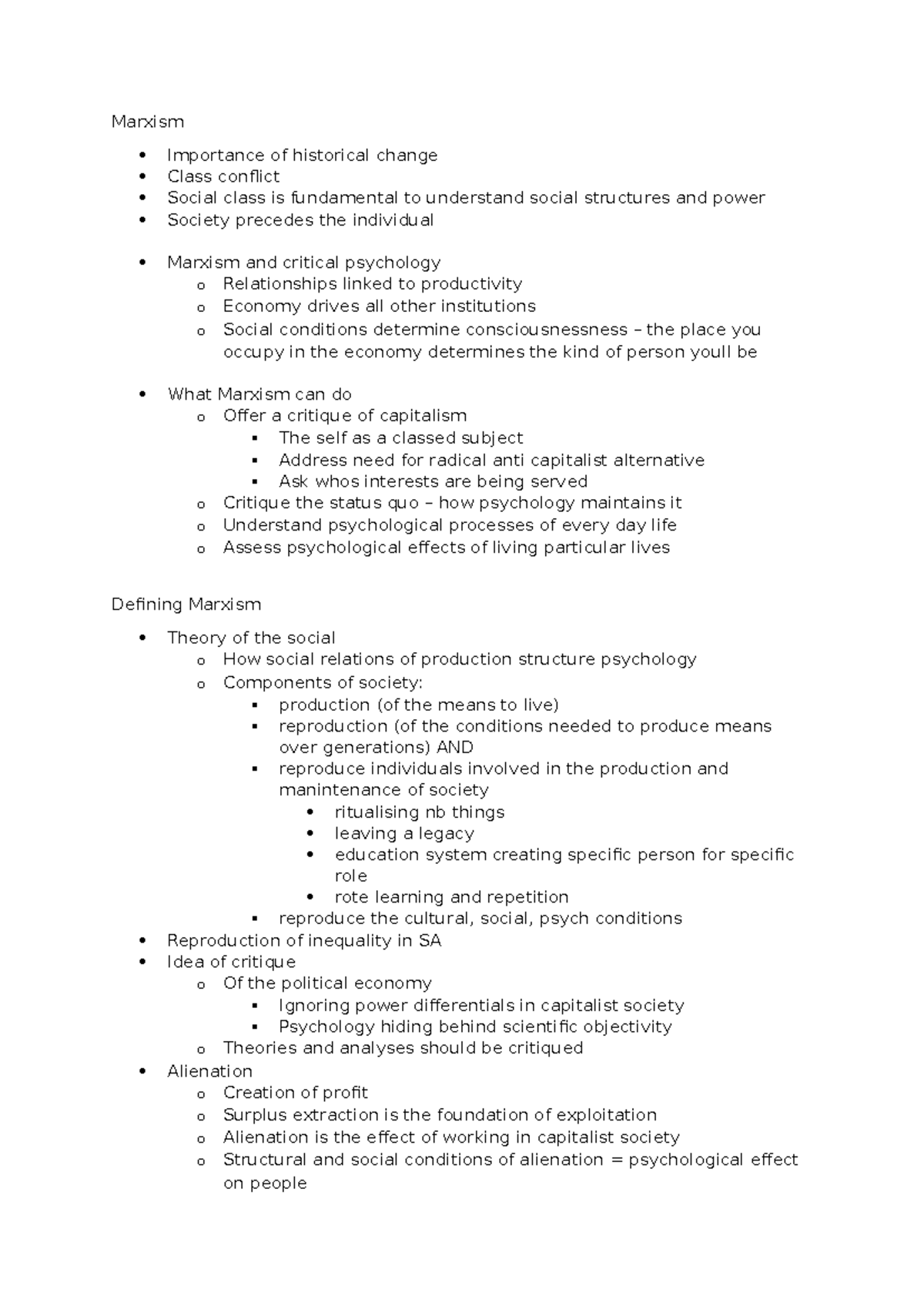 Topic 7 - Marxism and Post Modernism - Marxism Importance of historical ...