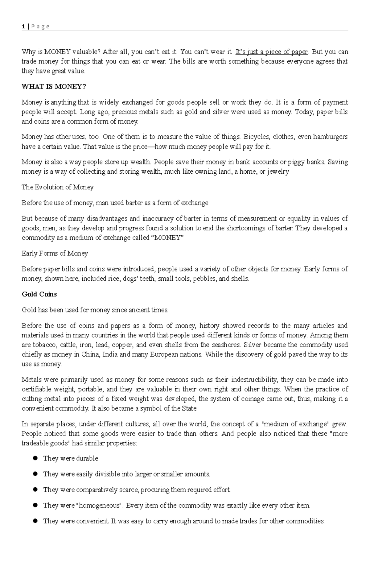 Money Lecture - For business students - Why is MONEY valuable? After ...