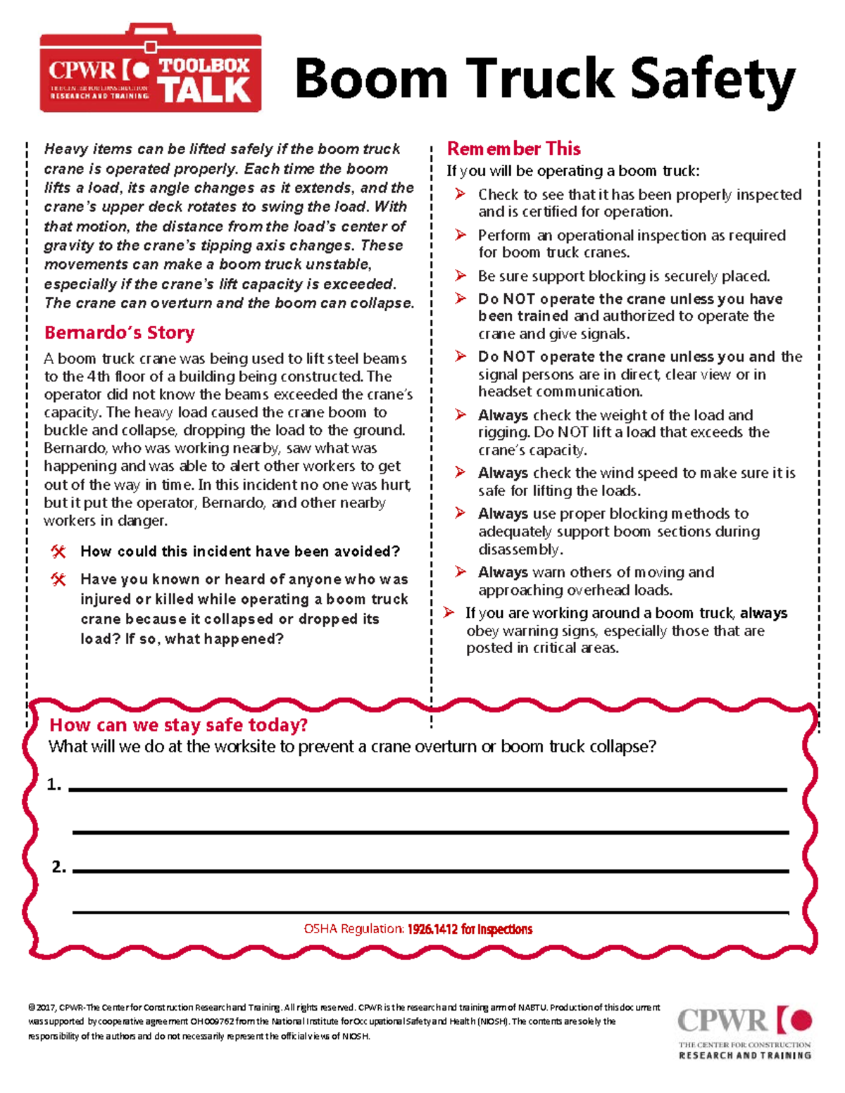 CPWR Boom Collapse 1fc - Boom Truck Safety ©2017, CPWR-The Center for ...