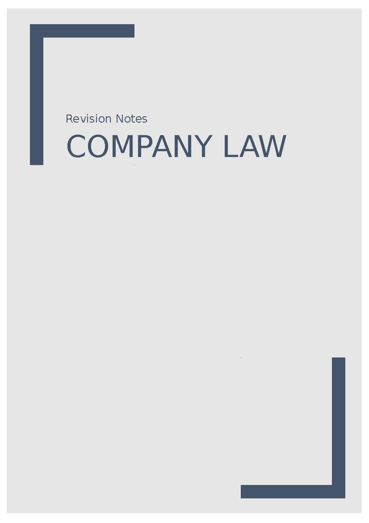 Company law notes full - Revision Notes COMPANY LAW Table of Contents ...