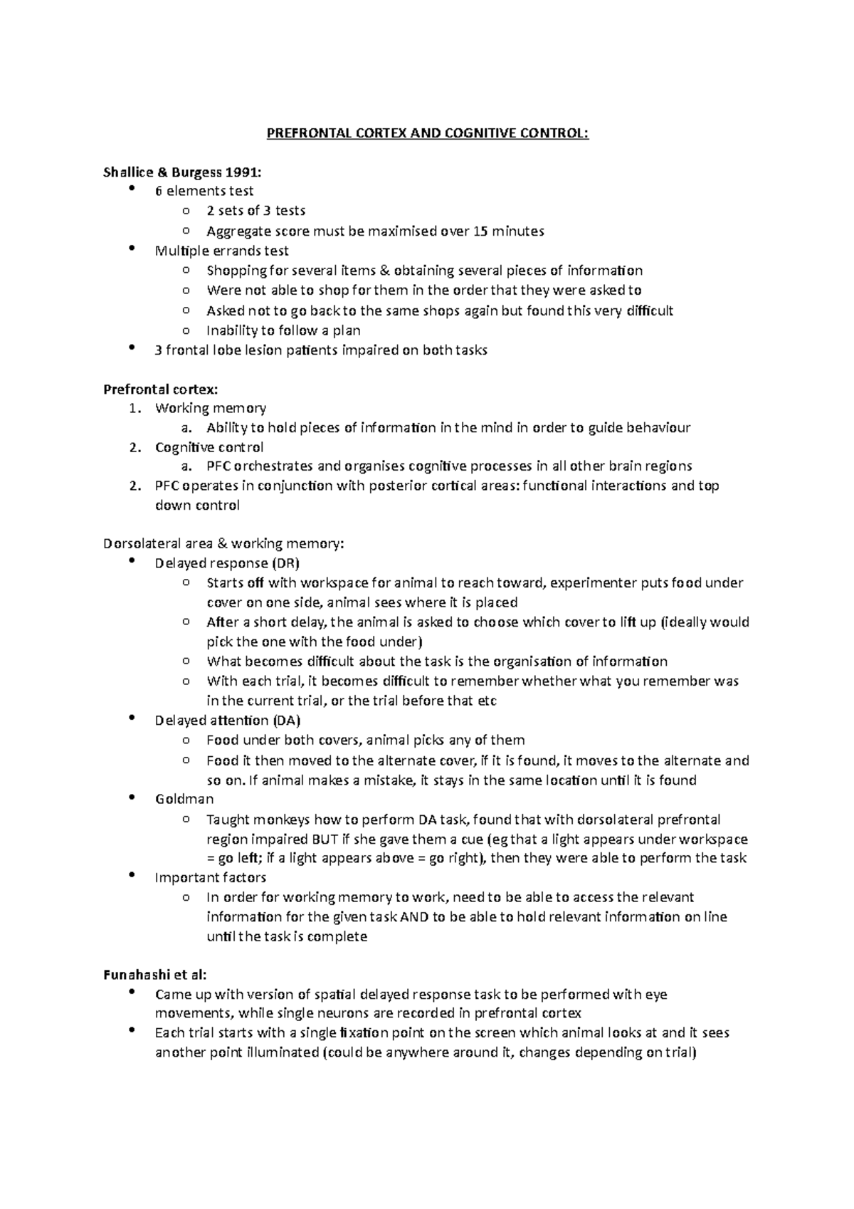 Prefrontal Cortex AND Cognitive Control - PREFRONTAL CORTEX AND ...