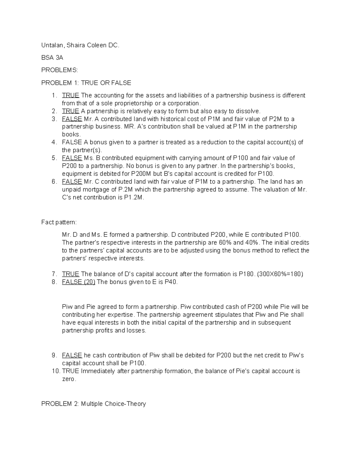 Partnership formation activitydocx pdf free - Untalan, Shaira Coleen DC. BSA 3A PROBLEMS ...