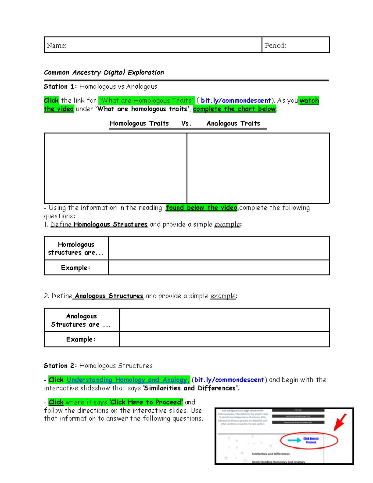 Common Ancestry Digital Exploration - 3340626 - Name: Period: Common ...