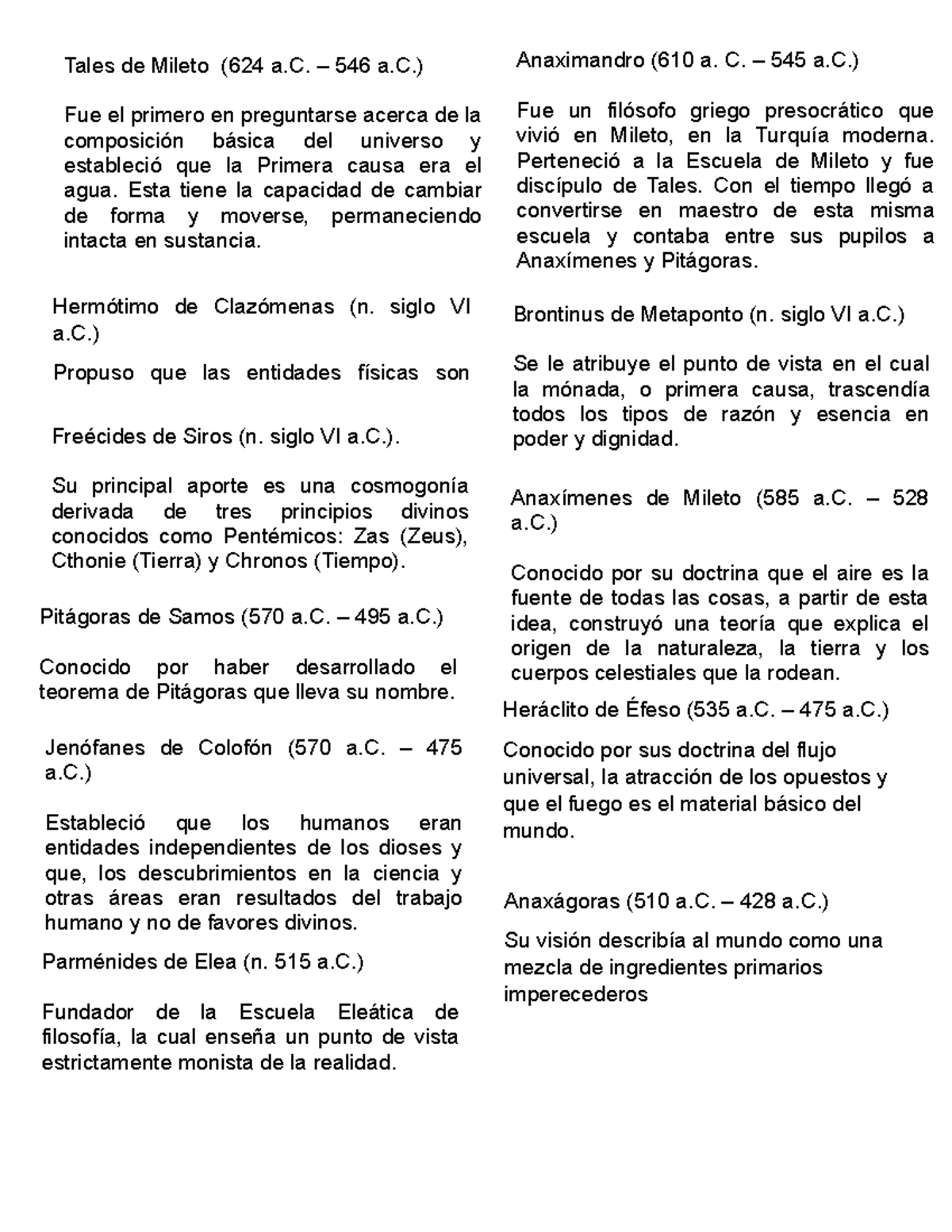 Linea - resumen - Jenófanes de Colofón (570 a. – 475 a.) Estableció que ...