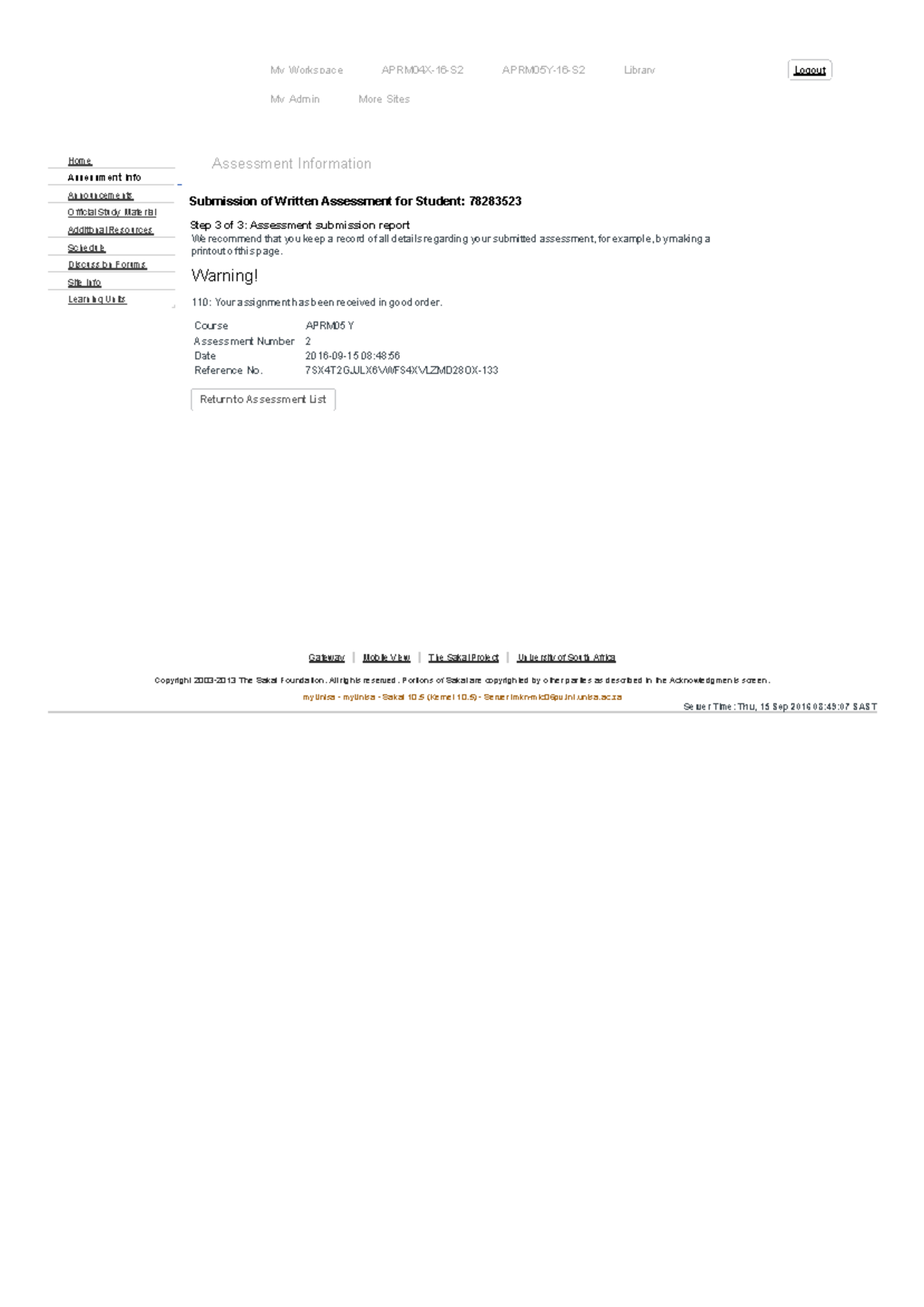 APRM05Y Second Semester Assign 01 - Logout Home Assessment Information ...