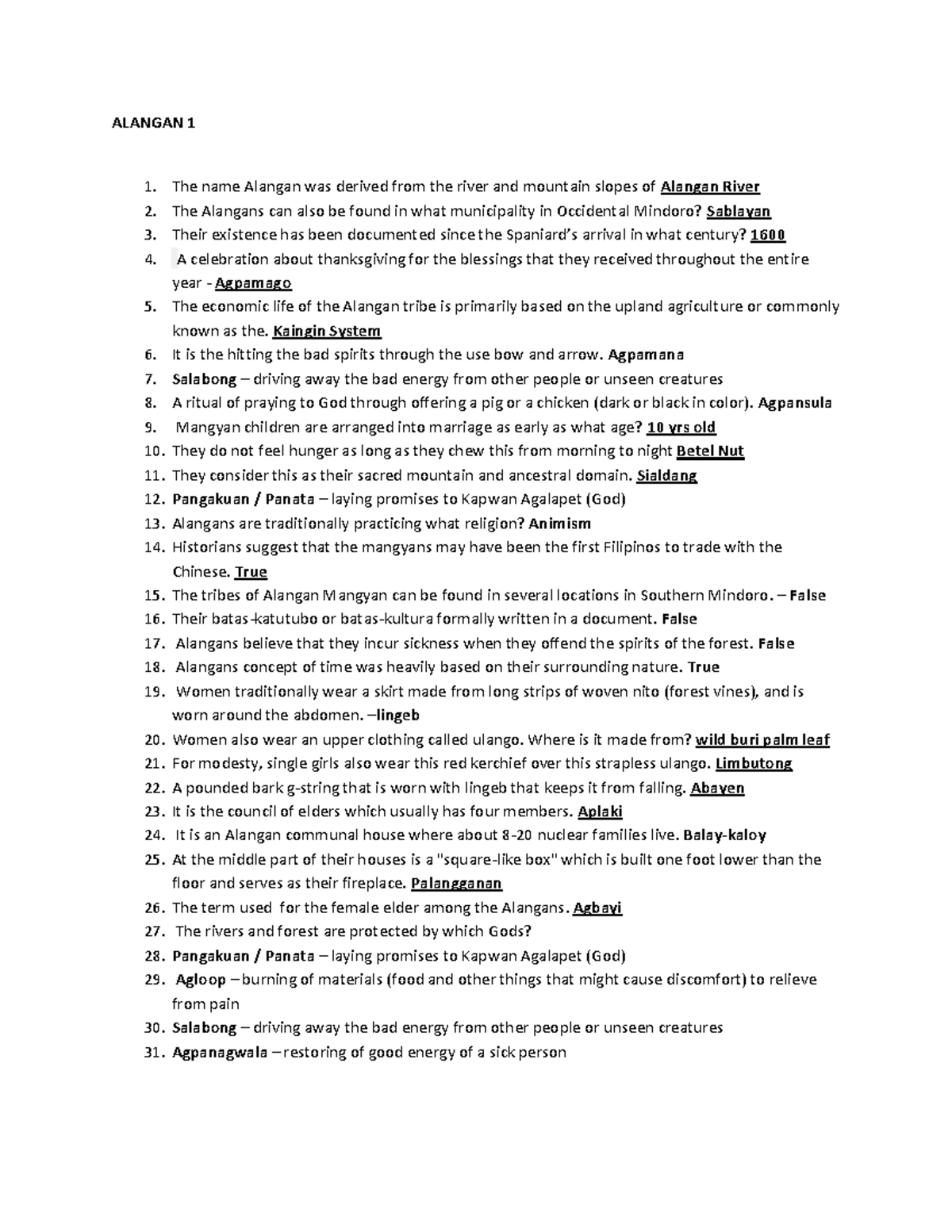 Alangan-1 - Lecture notes 3 - ALANGAN 1 The name Alangan was derived ...