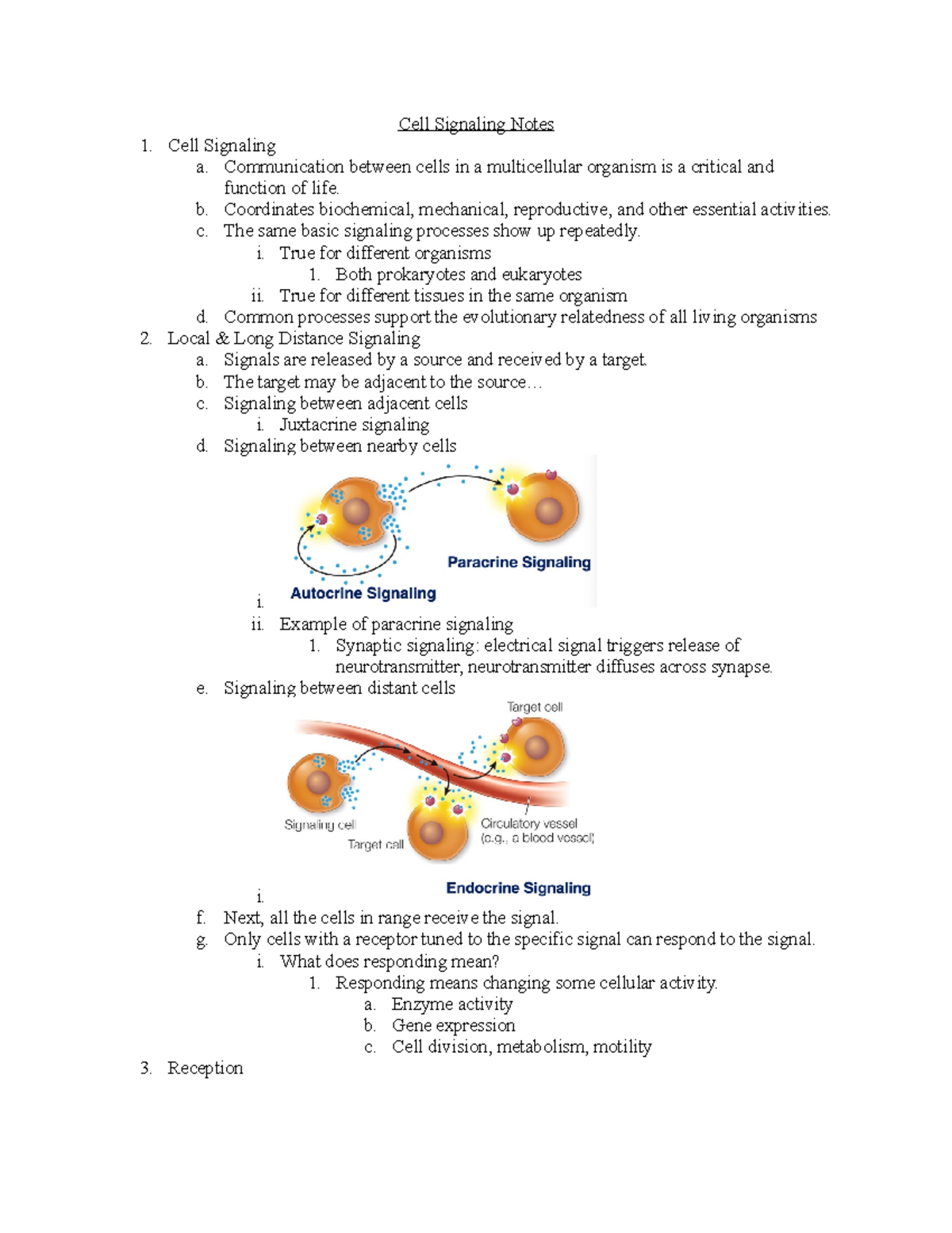 Cell Signaling Notes - Cell Signaling Notes Cell Signaling a ...