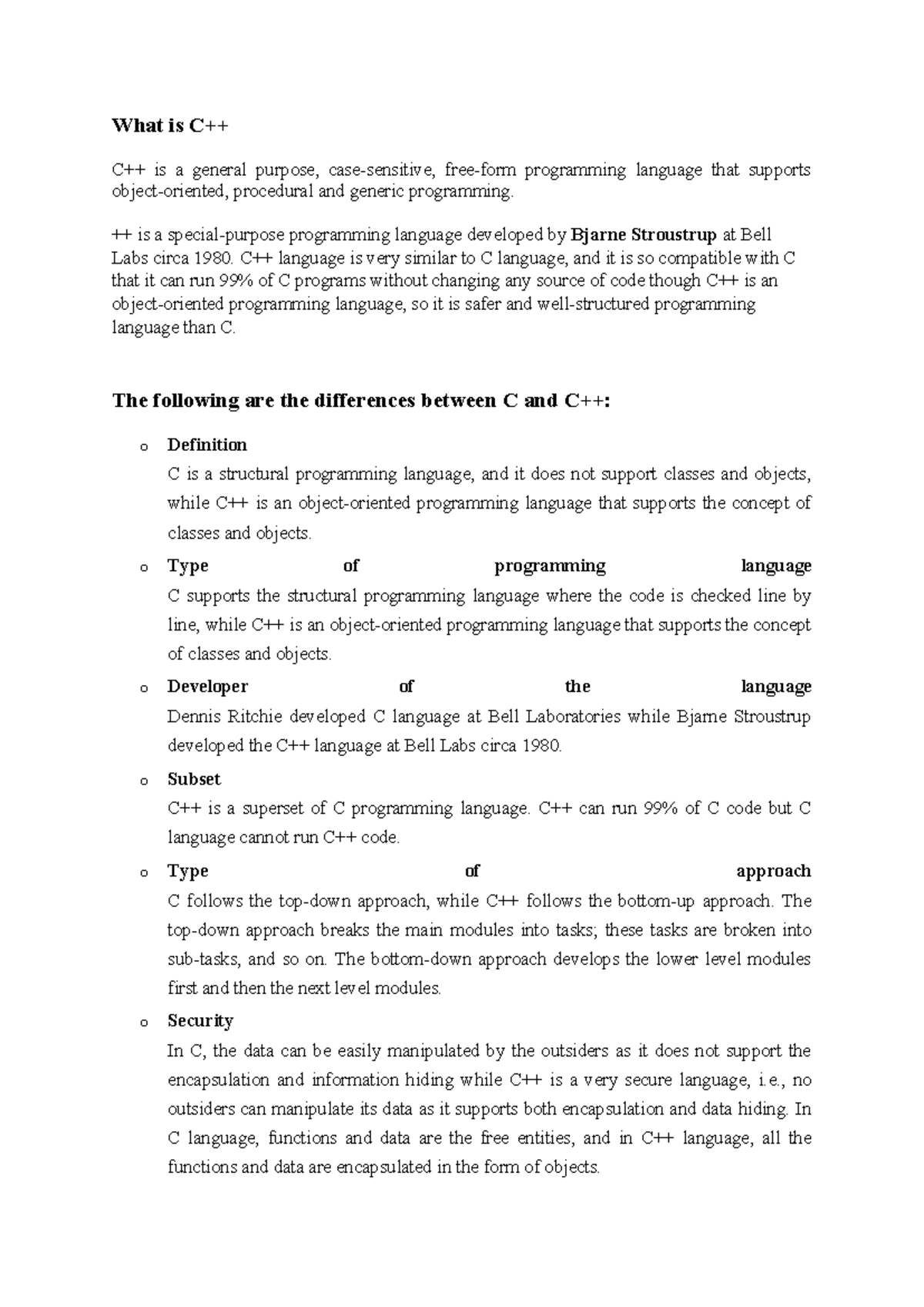 1Introduction to C++ - CPP Introduction - What is C++ C++ is a general purpose, case-sensitive ...