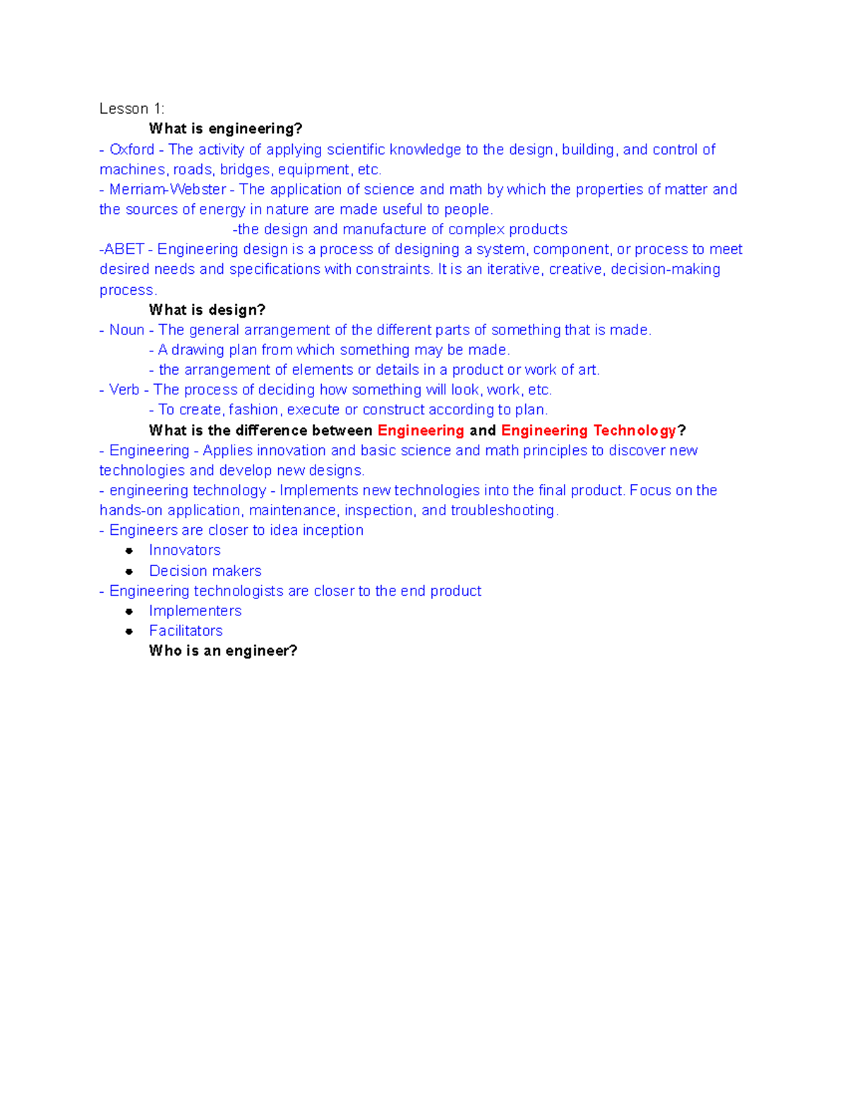 Engineering Easy To Understand Matlab Notes Lesson 1 What Is Engineering Oxford The 