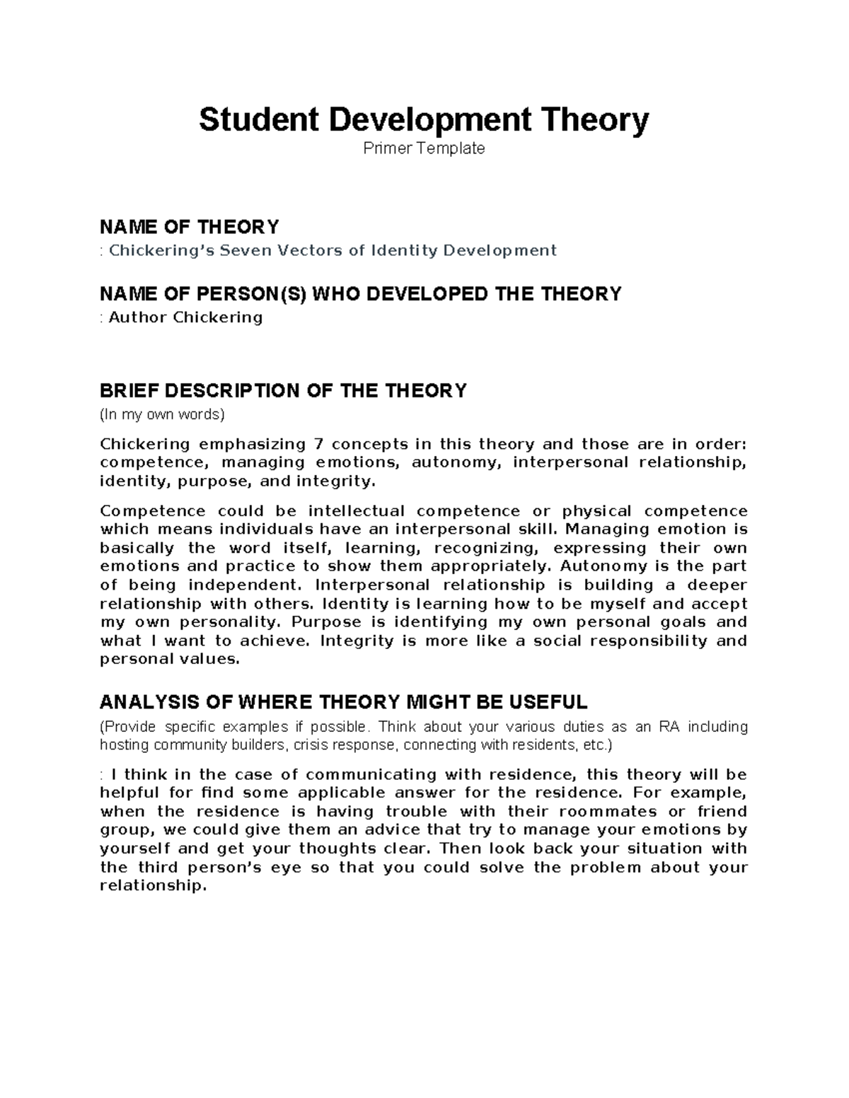 Student Development Theory 1 - Student Development Theory Primer ...