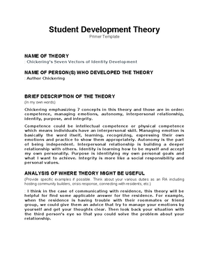 Student Development Theory Primer Worksheet - Student Development ...