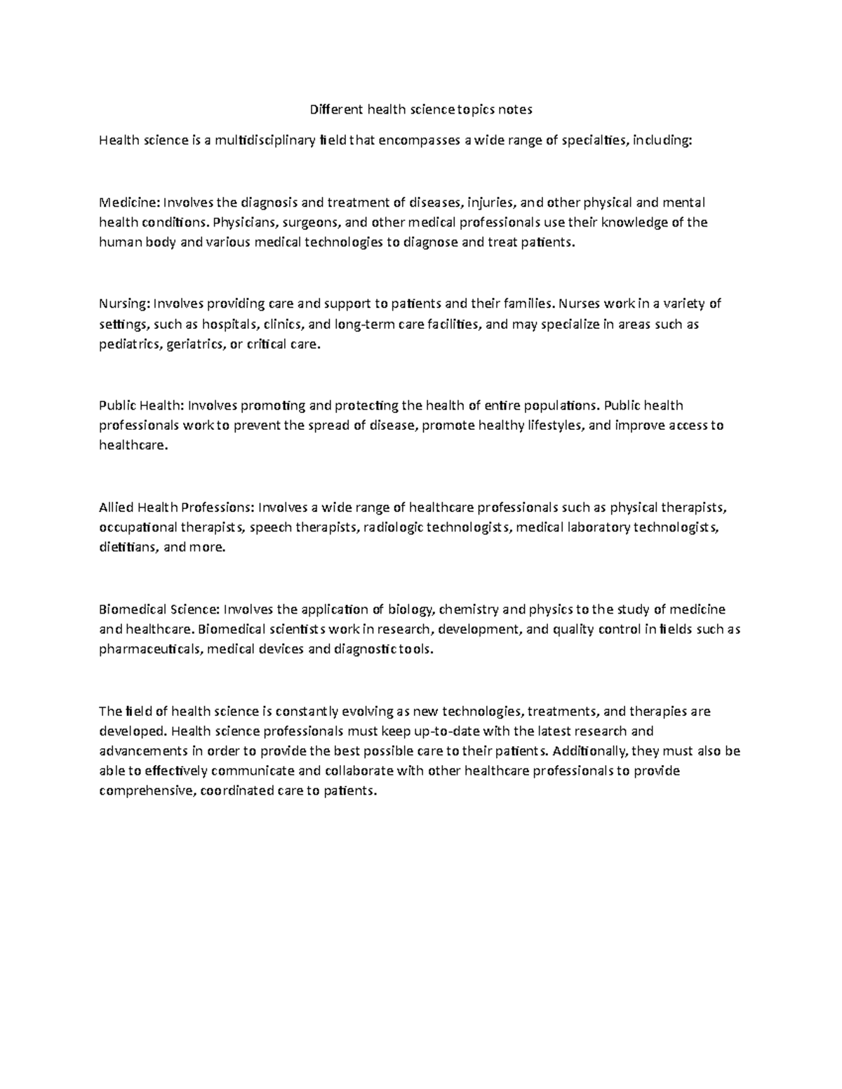 Different health science topics notes - Physicians, surgeons, and other ...