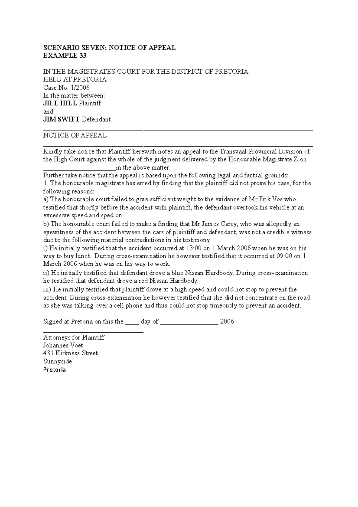 Appeal - administrative law lecture materiel - SCENARIO SEVEN: NOTICE ...