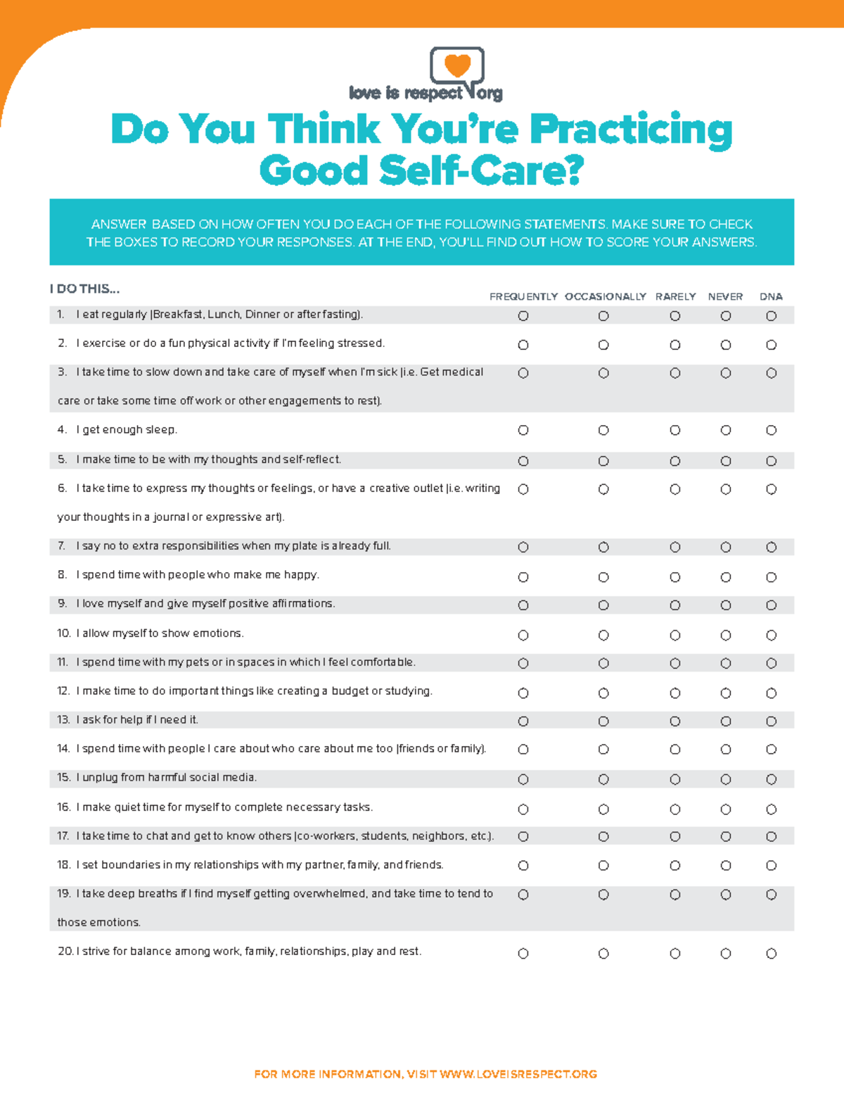 Self-Care-Quiz - assess whether you are meeting the requirements of ...