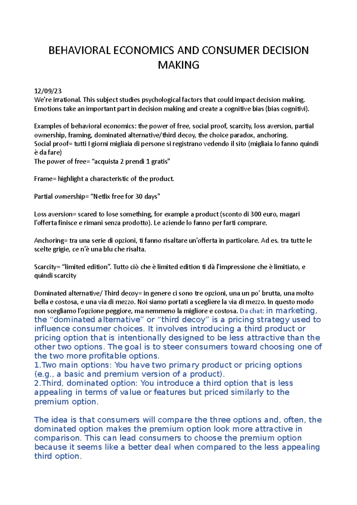 Behavioral Economics AND Consumer Decision Making - BEHAVIORAL ...