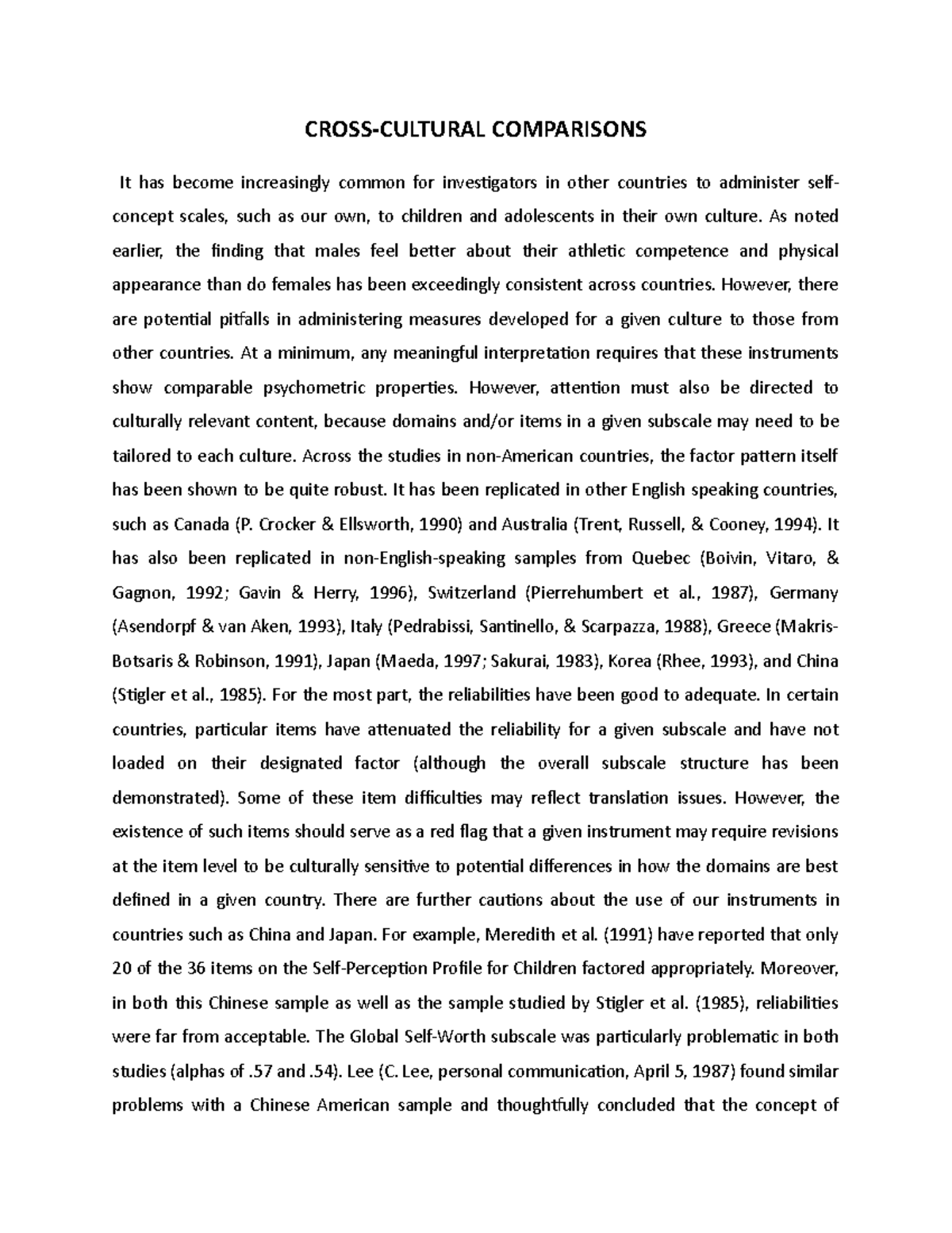 Cross- Cultural Comparisons - CROSS-CULTURAL COMPARISONS It has become ...