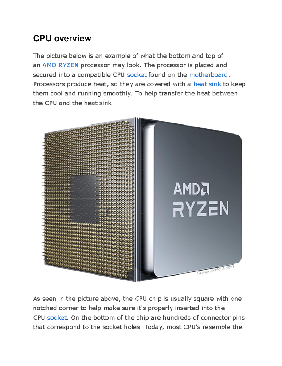 CPU overview - to now more about cpu - CPU overview The picture below ...