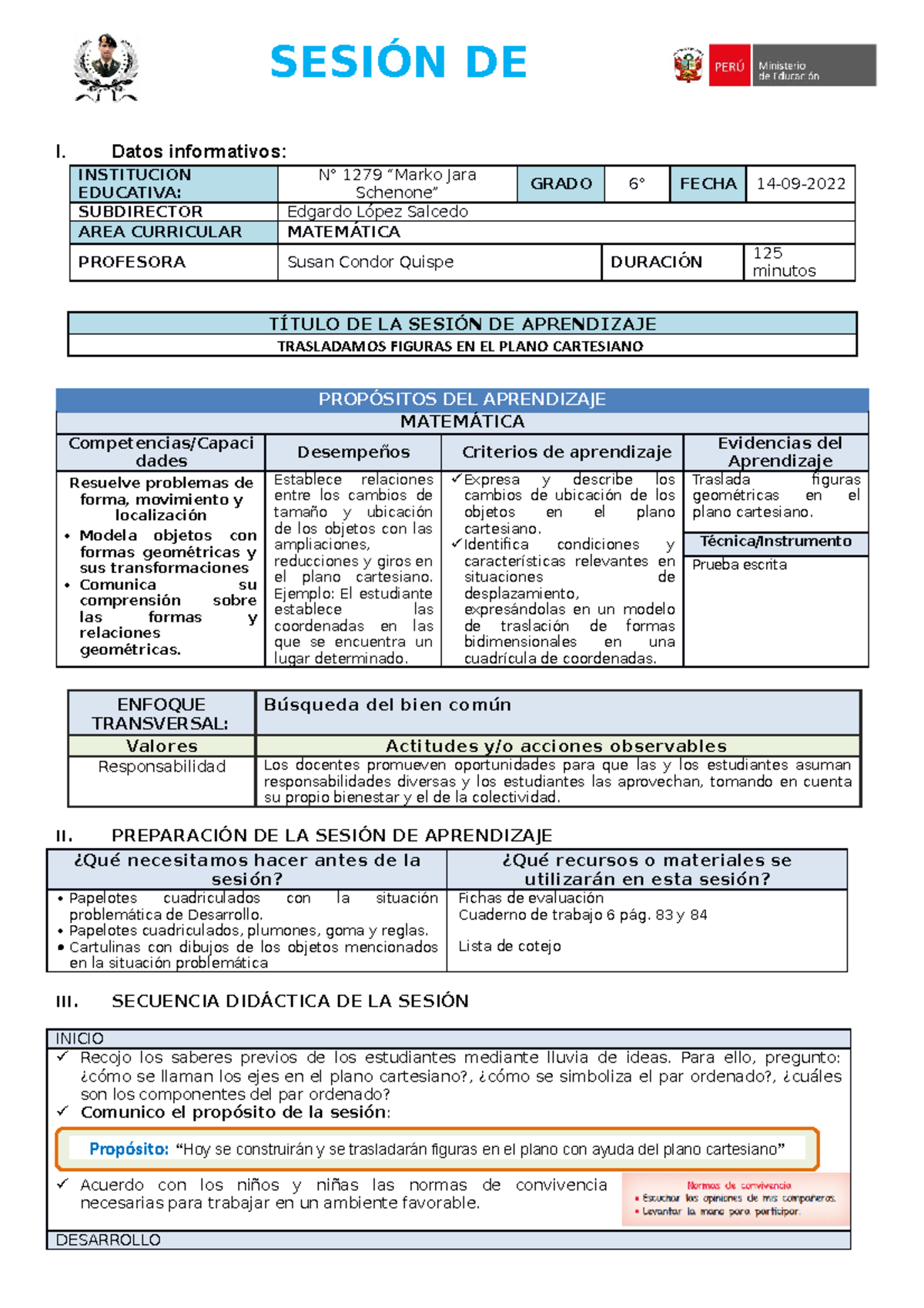 Sesion 13-09 Trasladamos Figuras - I. Datos informativos: INSTITUCIÓN ...