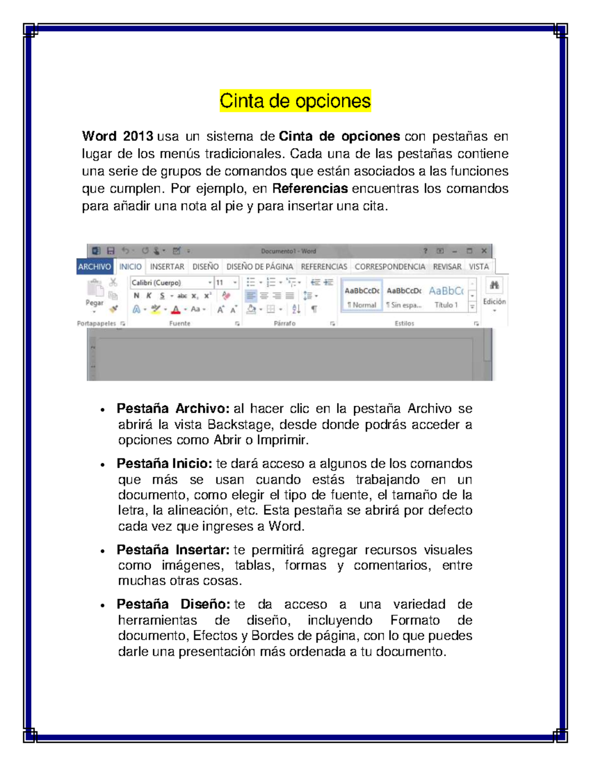 Guia · 3 Cinta de opciones - Cinta de opciones Word 2013 usa un sistema ...